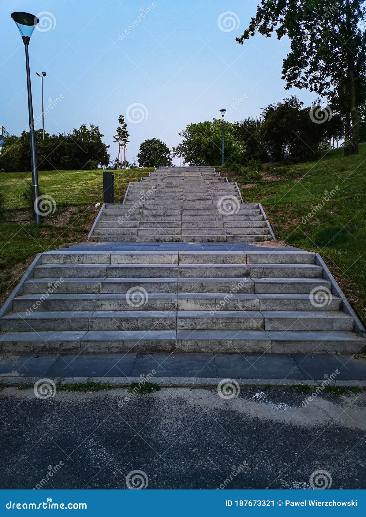 Concrete High Wide Stairs To Path in Park Stock Image - Image of step ...