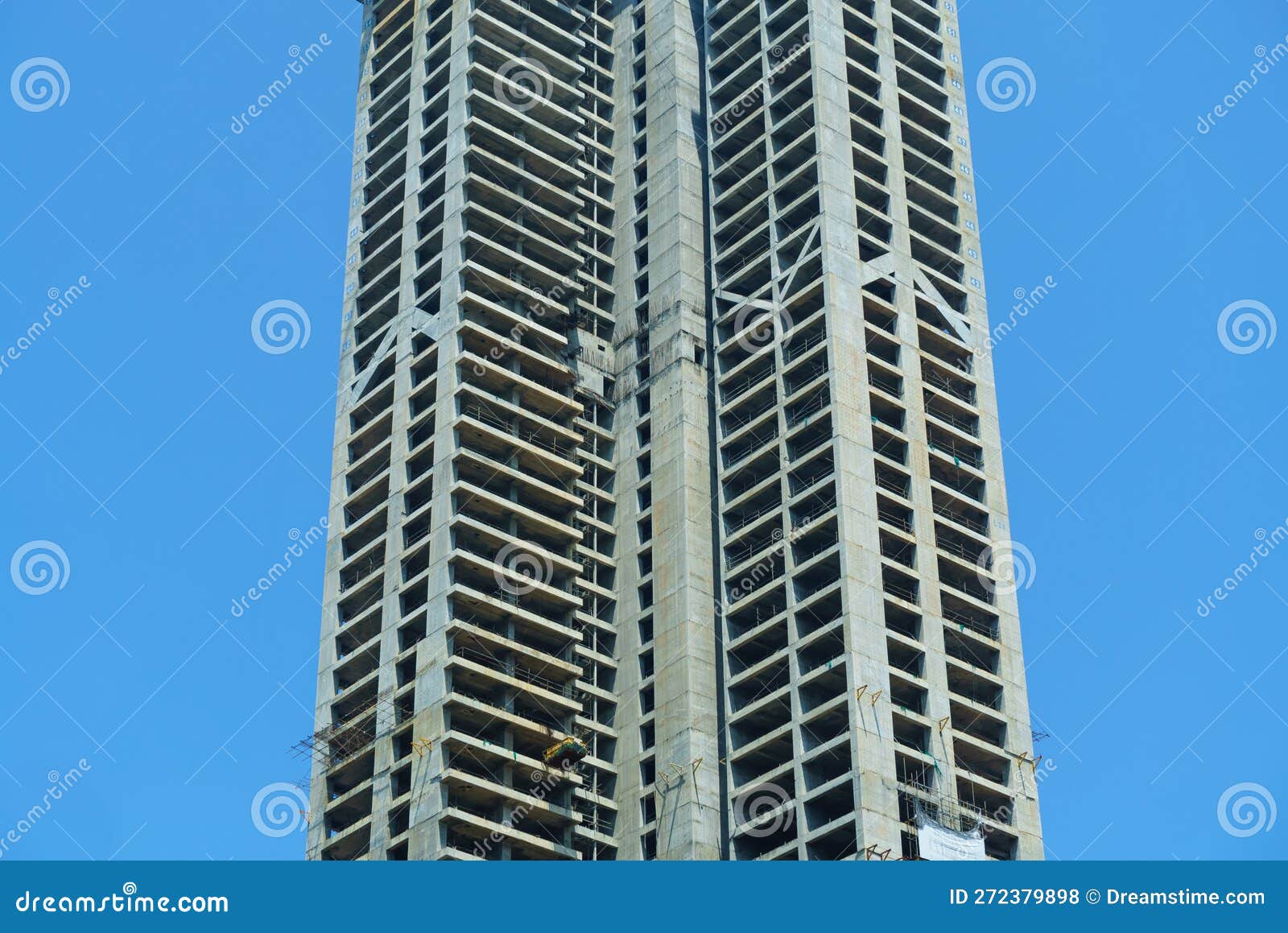 Concrete Highrise And Tower Crane Construction Site. Stock Photo ...