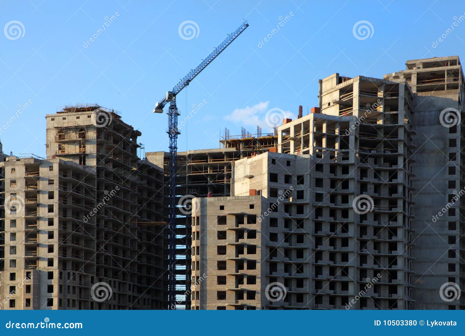 Concrete Highrise Construction Site Stock Photo - Image of crane, steel ...