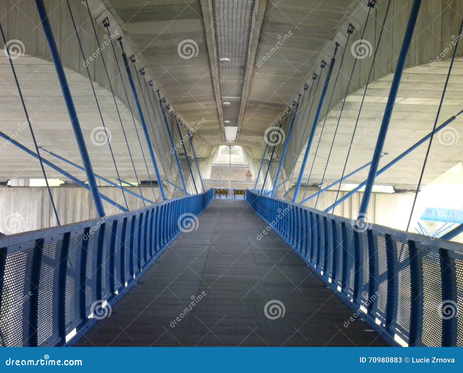 Concrete Highway Bridge with a Pedestrian Bridge Below Stock Image ...