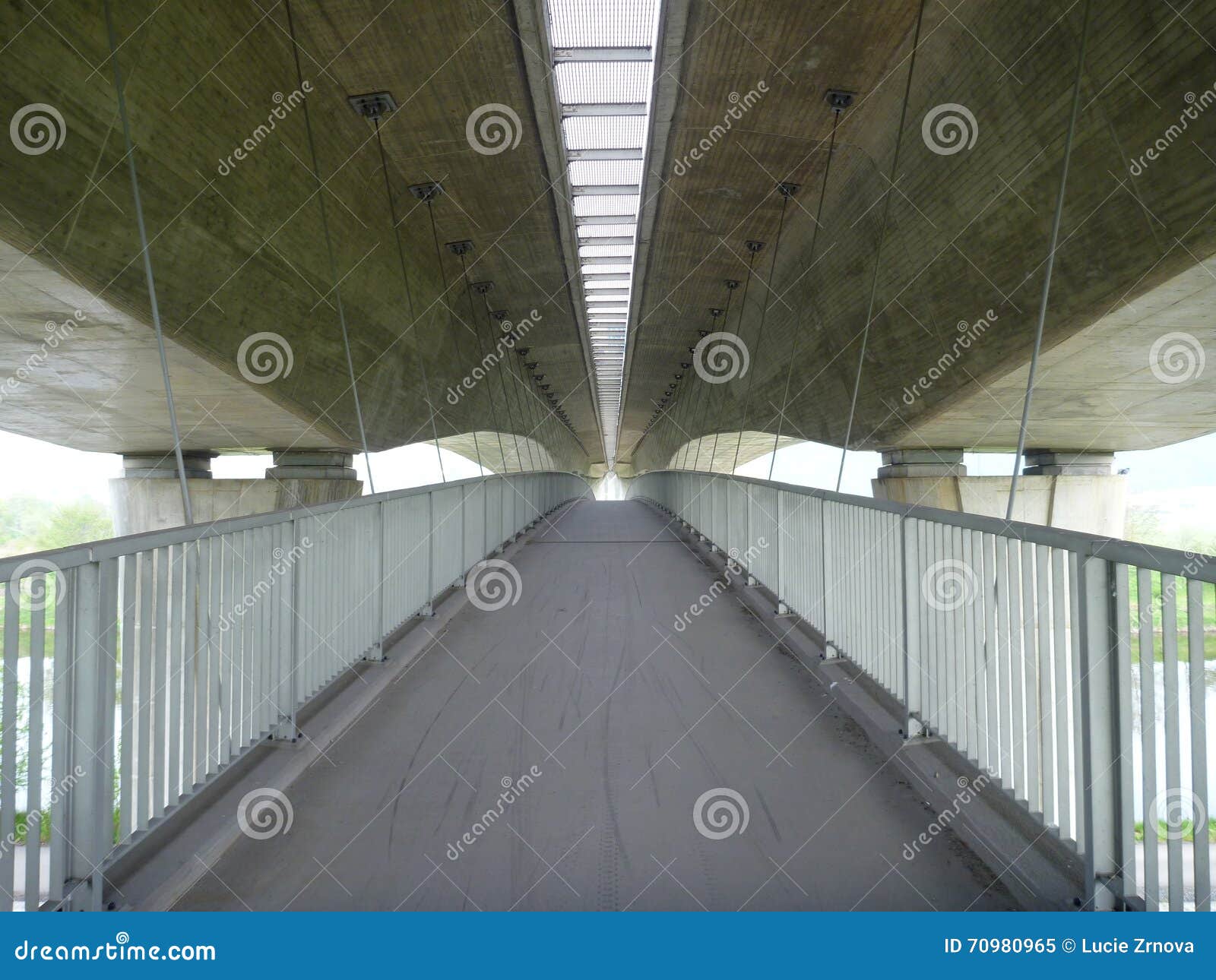 Concrete Highway Bridge with a Pedestrian Bridge Below Stock Image ...