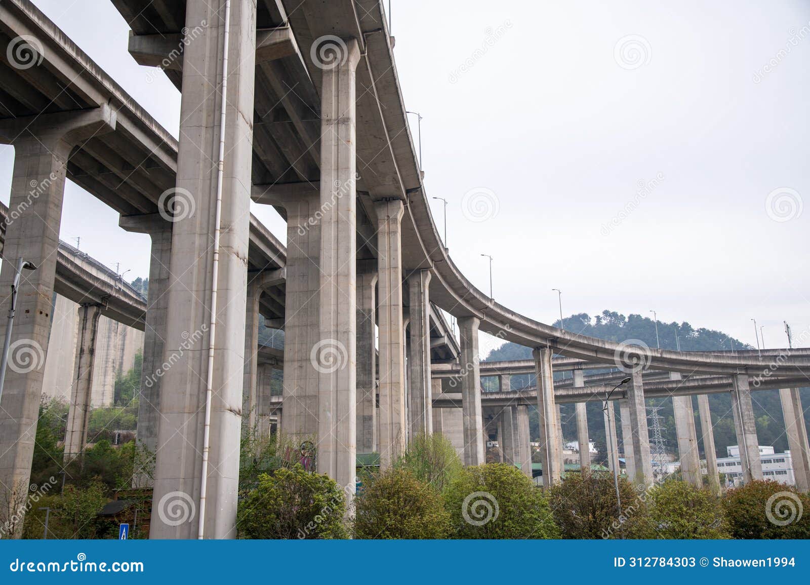 Concrete highway bridge stock image. Image of overpass - 312784303