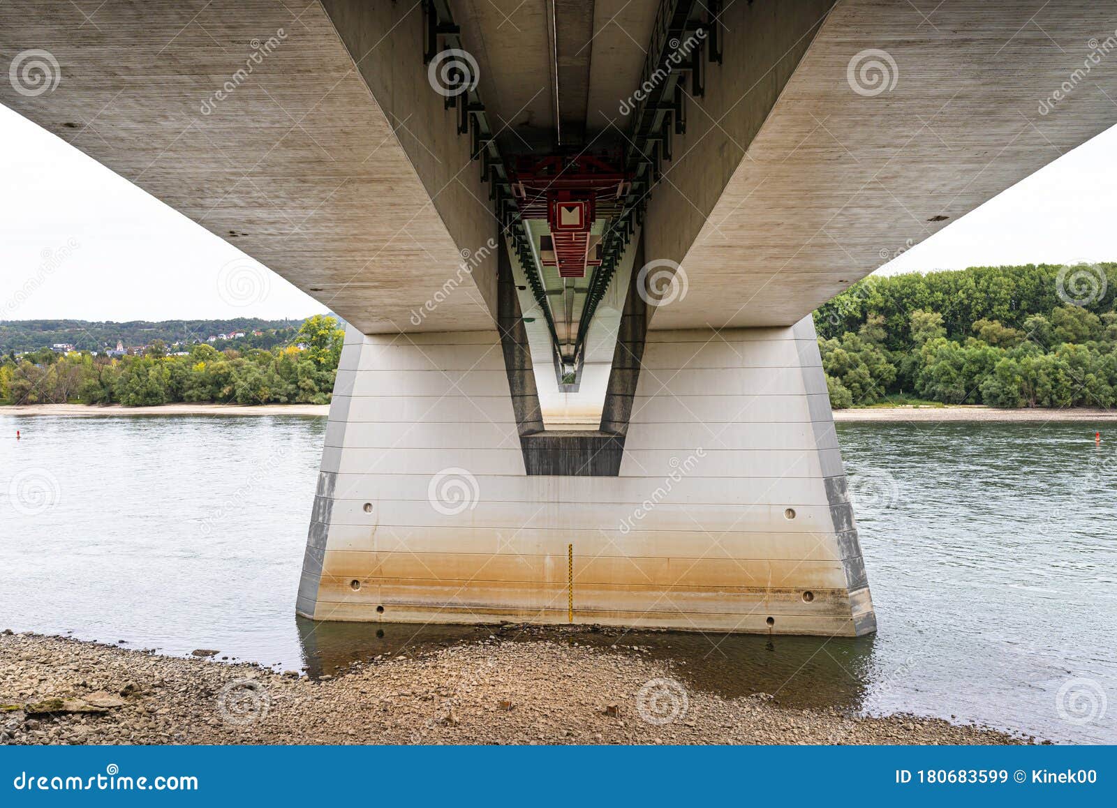 Concrete Highway Bridge Seen from Below, Concrete Pillars Visible ...