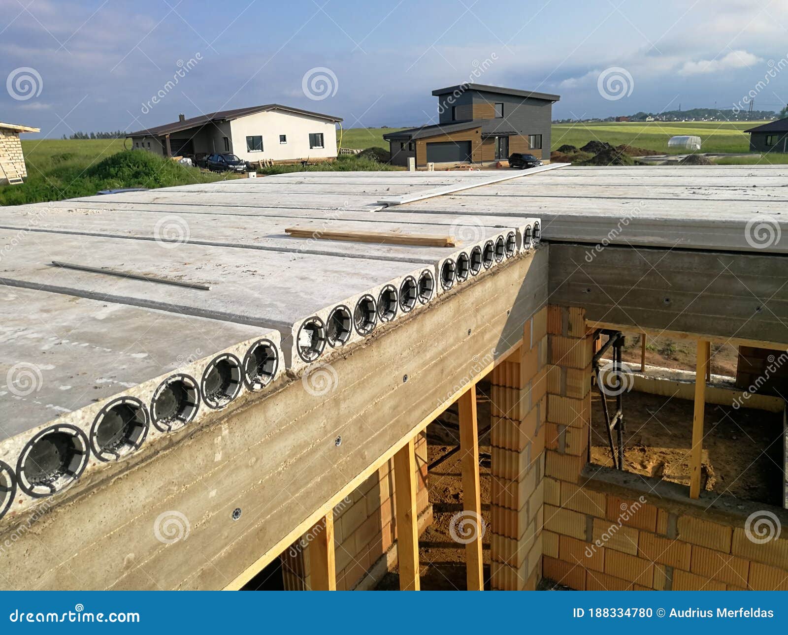 Concrete Hollow Core Slabs at Constructions Site Stock Photo - Image of ...