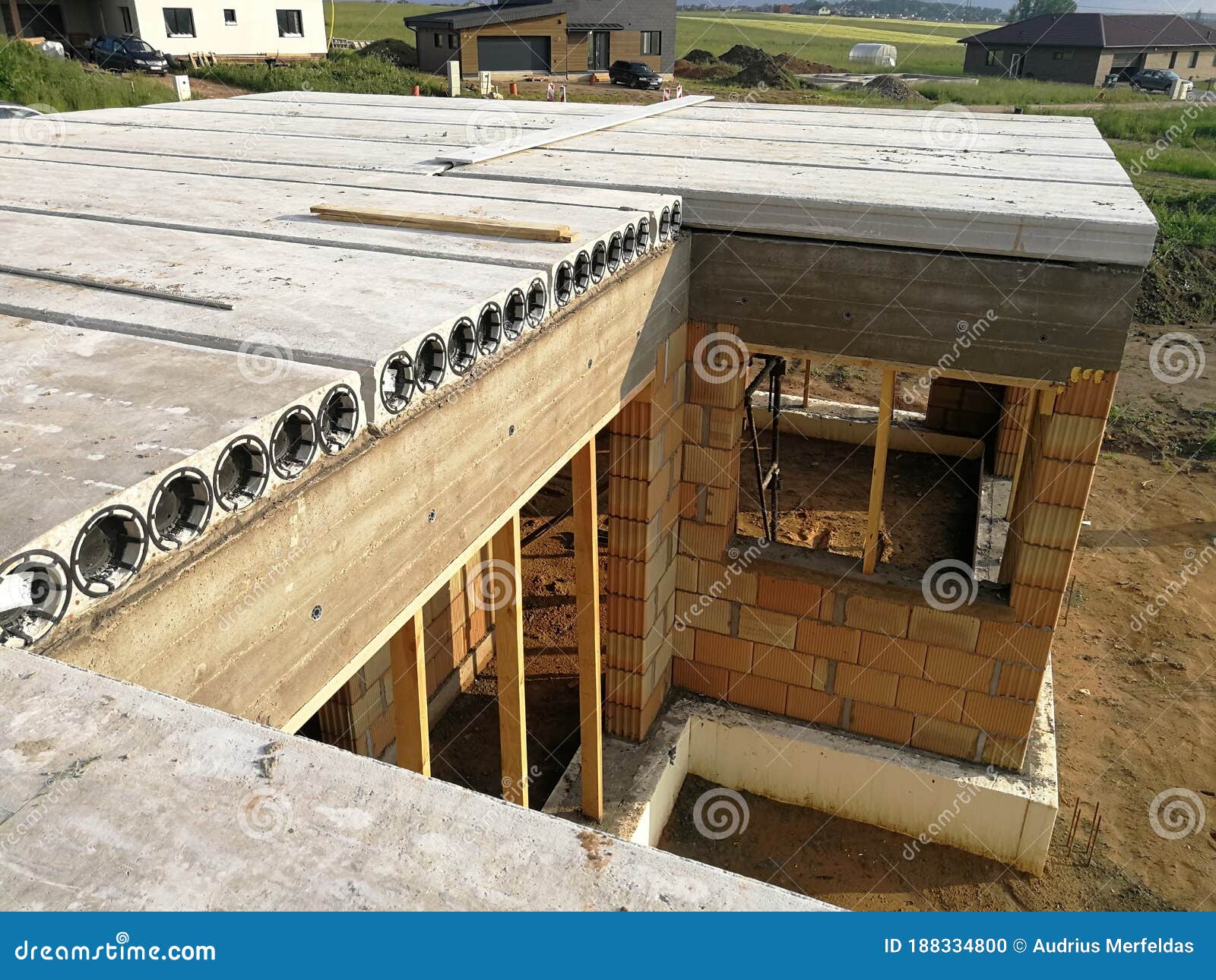 Concrete Hollow Core Slabs at Constructions Site Stock Photo - Image of ...