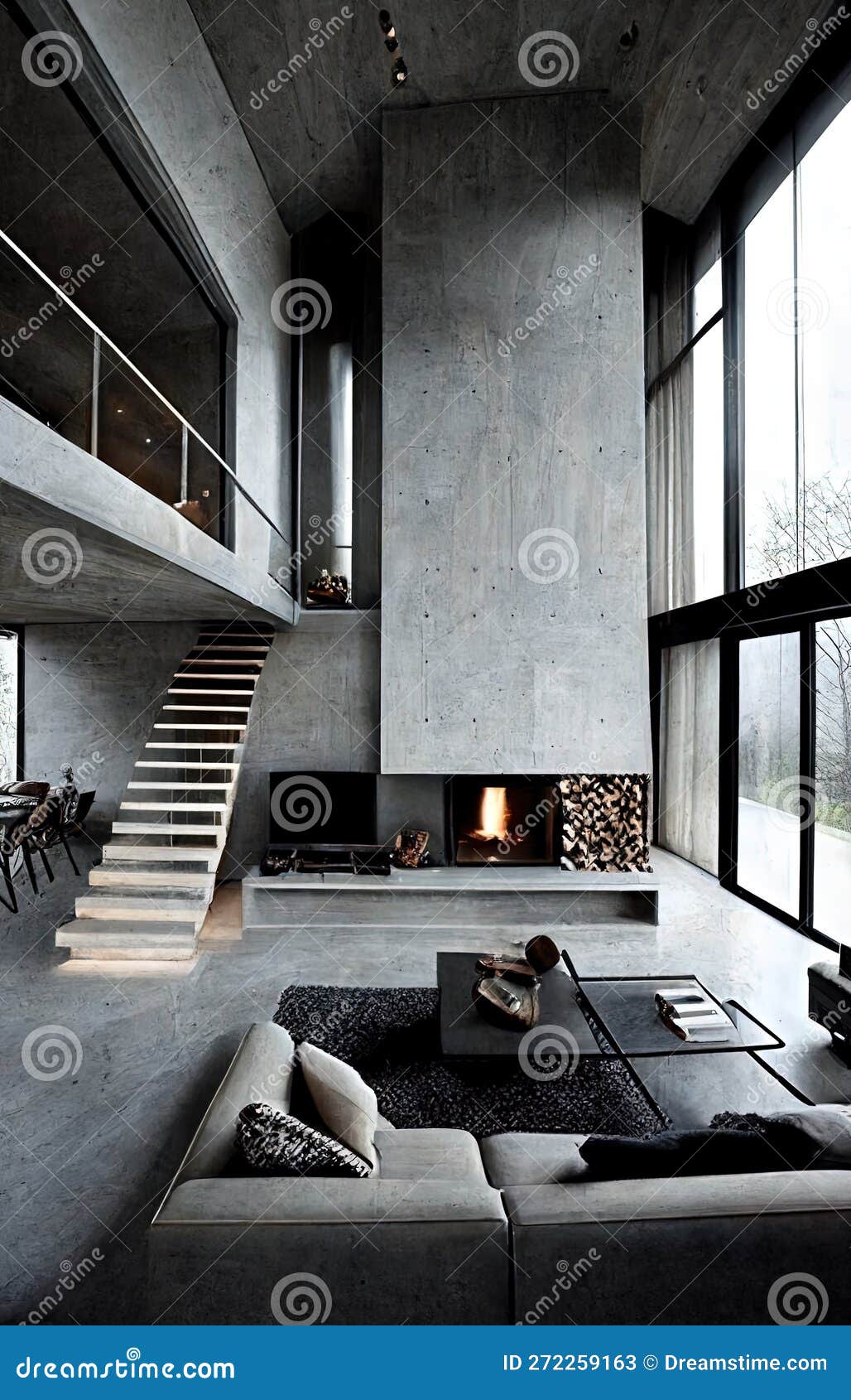 Concrete House, Luxurious Modern Interior, Minimalistic Design ...