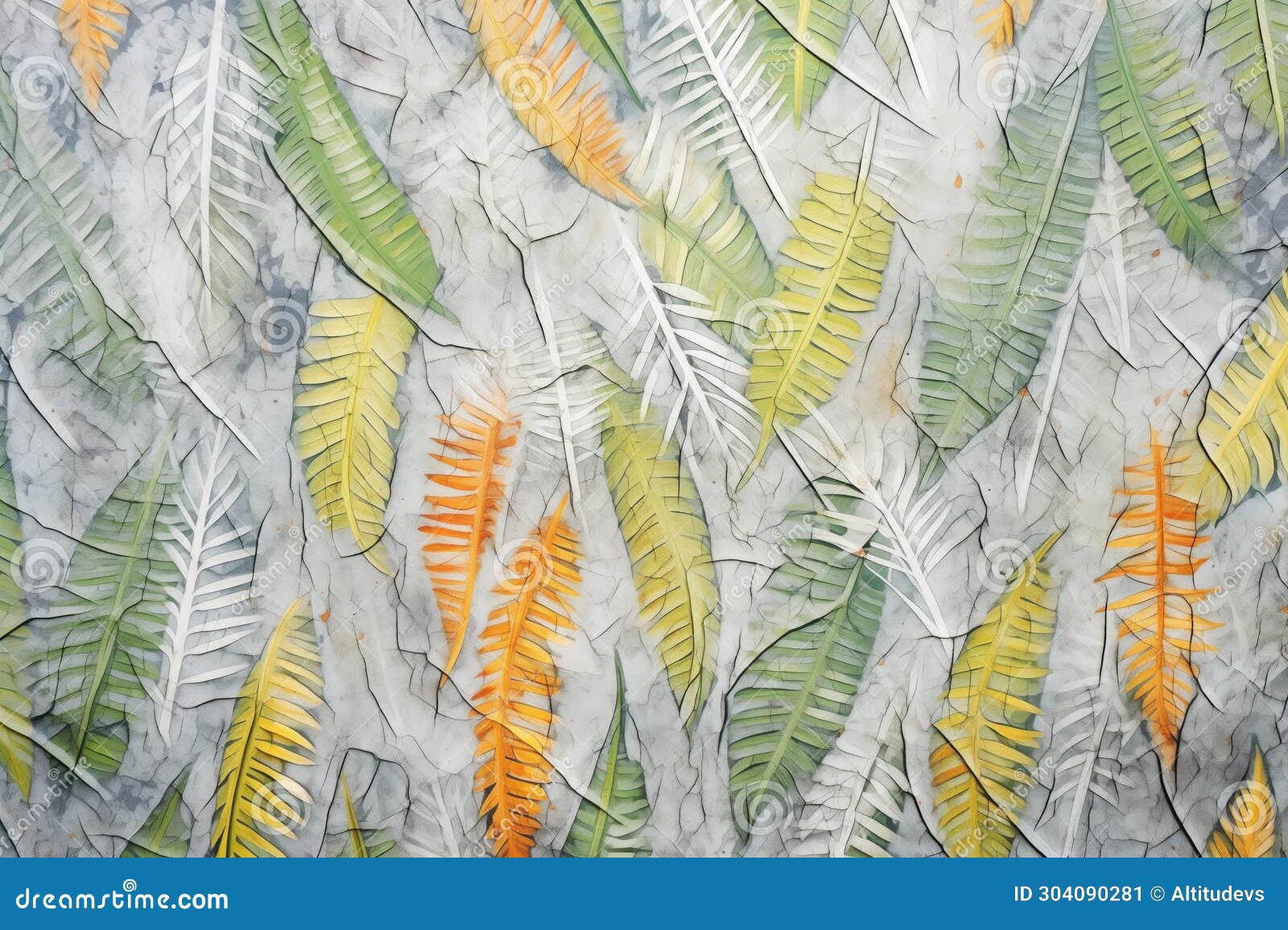 Concrete with Imprinted Leaf Pattern after Rain Stock Image - Image of ...