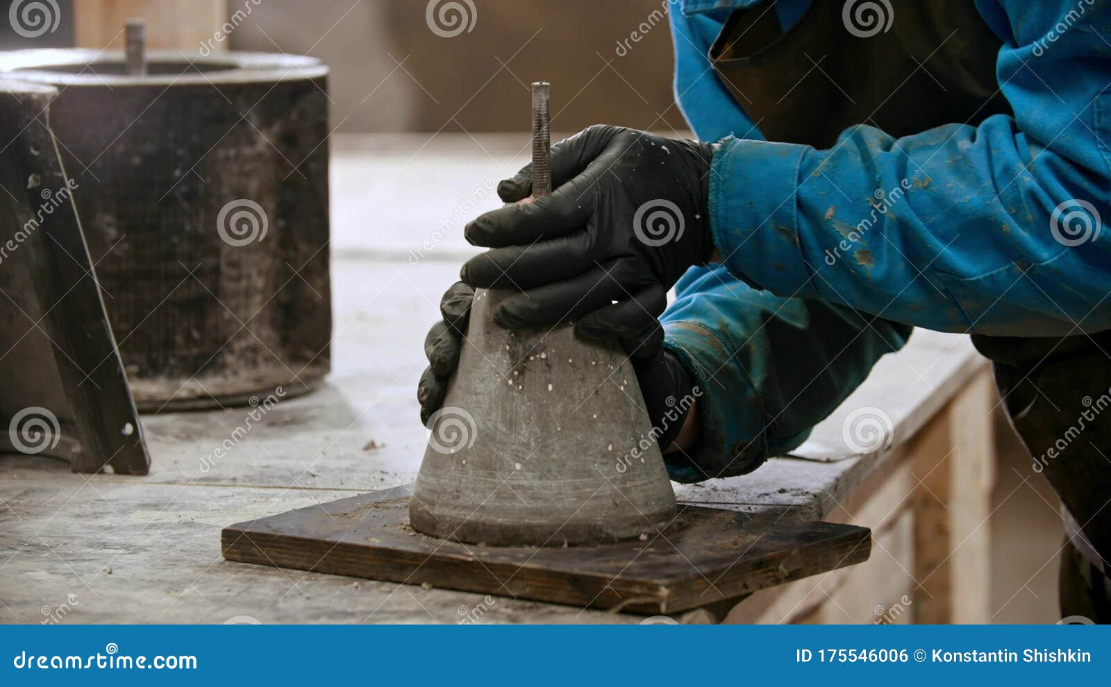 Concrete Industry - Worker Preparing the Form for Working with Concrete ...