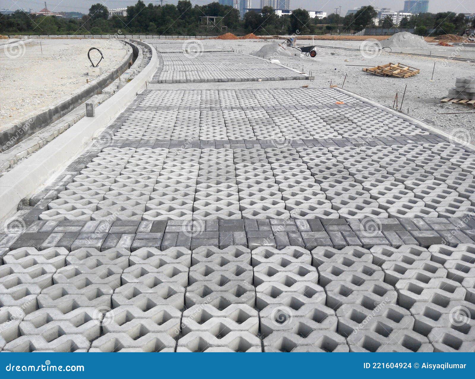 Concrete Interlocking Pavers and Material Under Construction at the ...