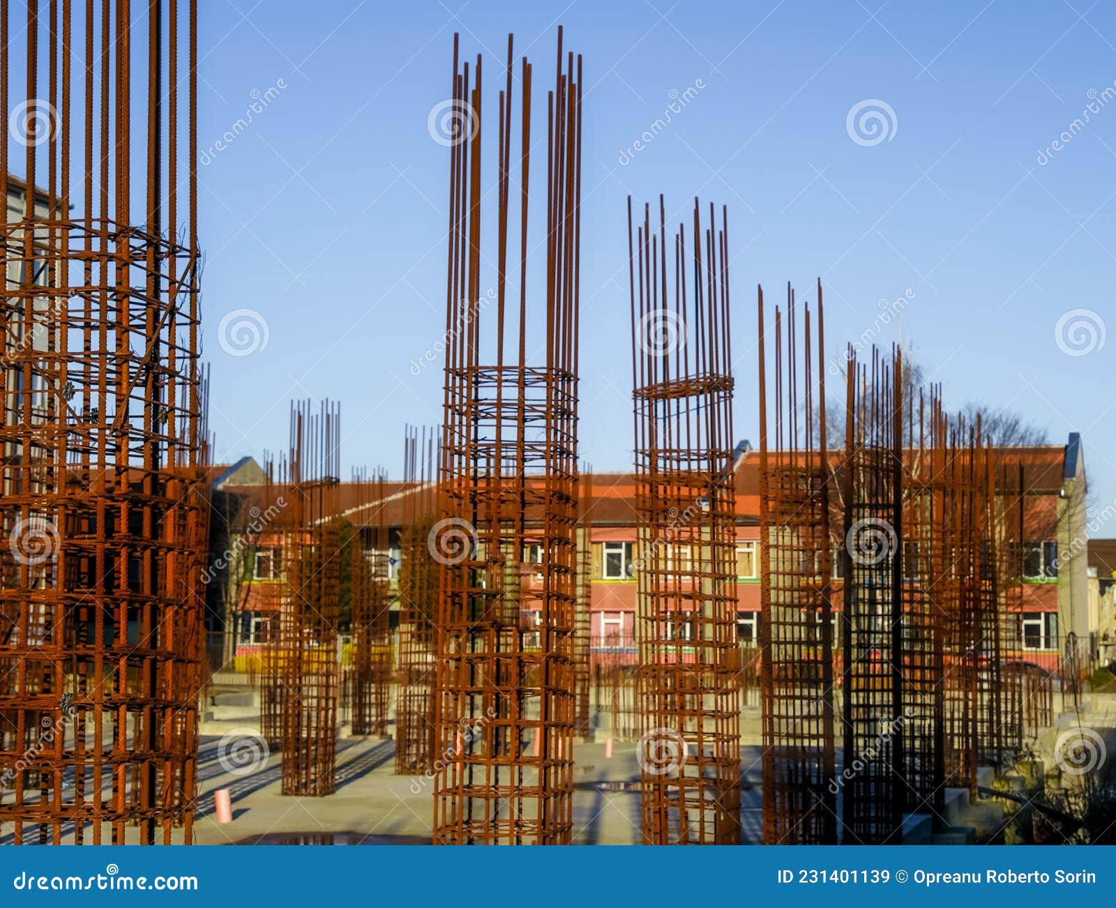 Concrete and Iron Pillars Structure Abandoned Stock Image - Image of ...