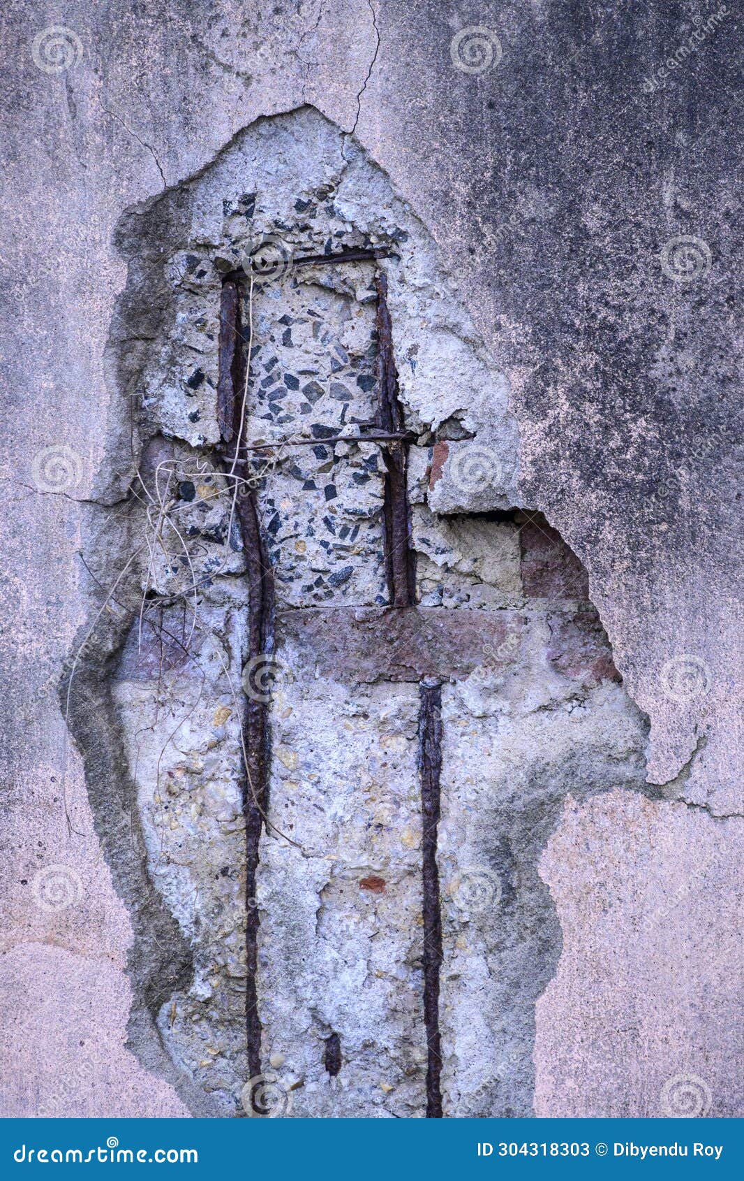 Iron Rods Coming Out Leaving the Plaster Stock Image - Image of ...