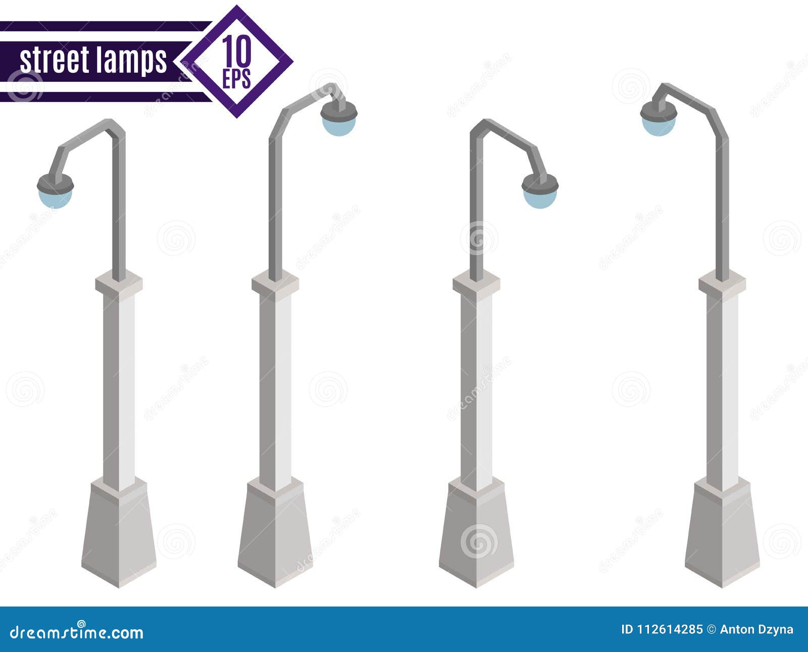 Concrete Isometric Street Lights Vector Image Stock Illustration ...