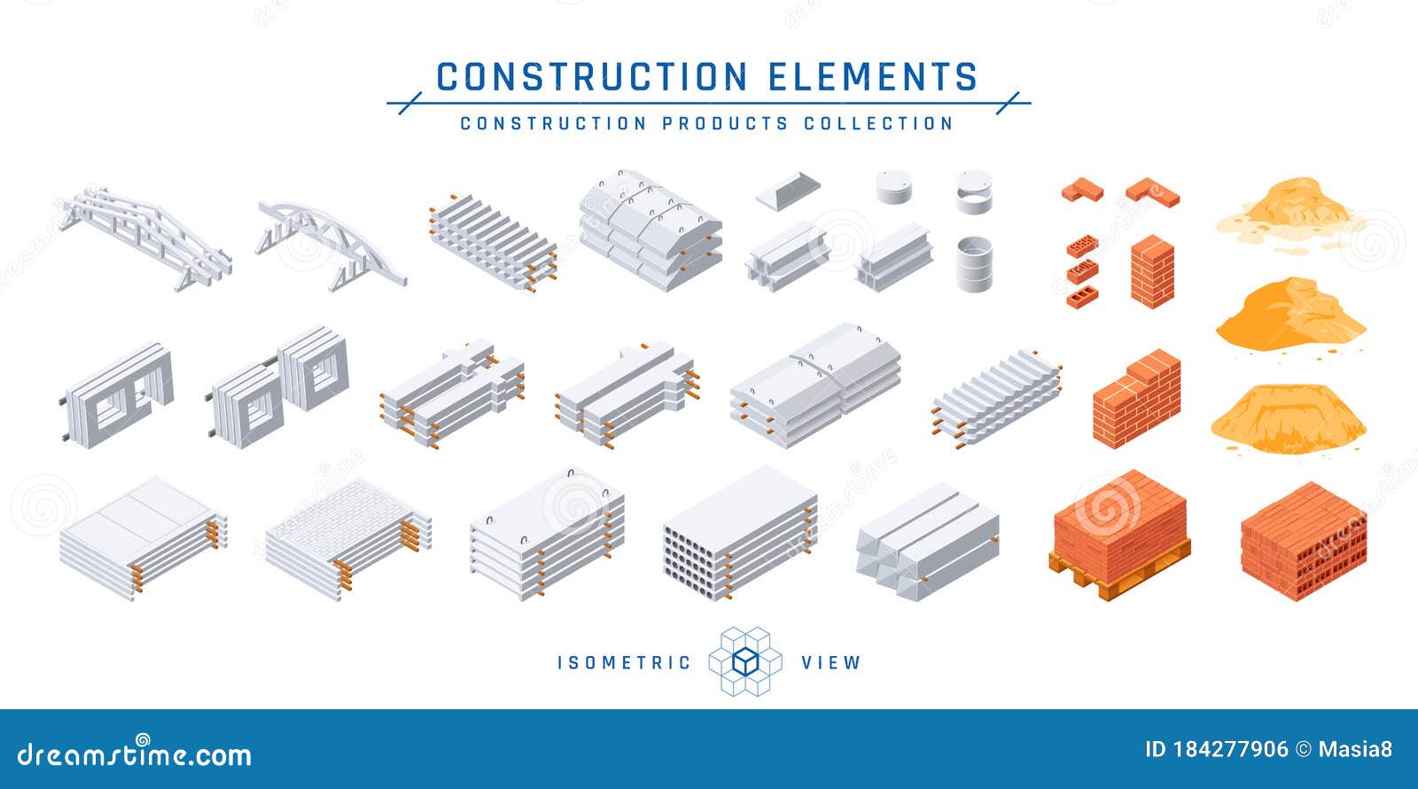 Concrete Items In Isometric View, Vector Icons Stock Vector ... Concrete Items In Isometric View, Vector Icons Stock Vector ...
