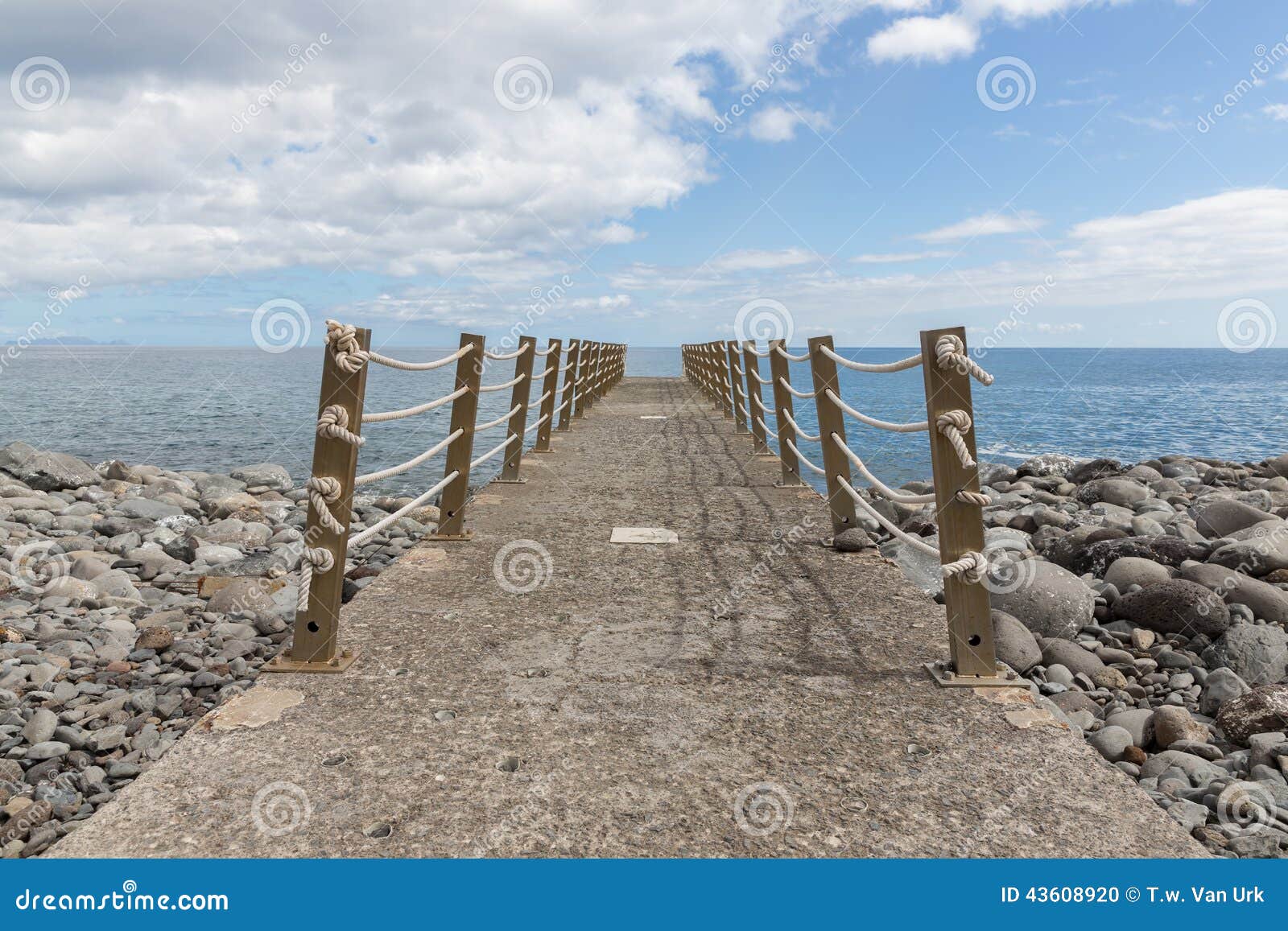 Concrete Jetty and Iron Fence with Ropes Stock Photo - Image of harbor ...
