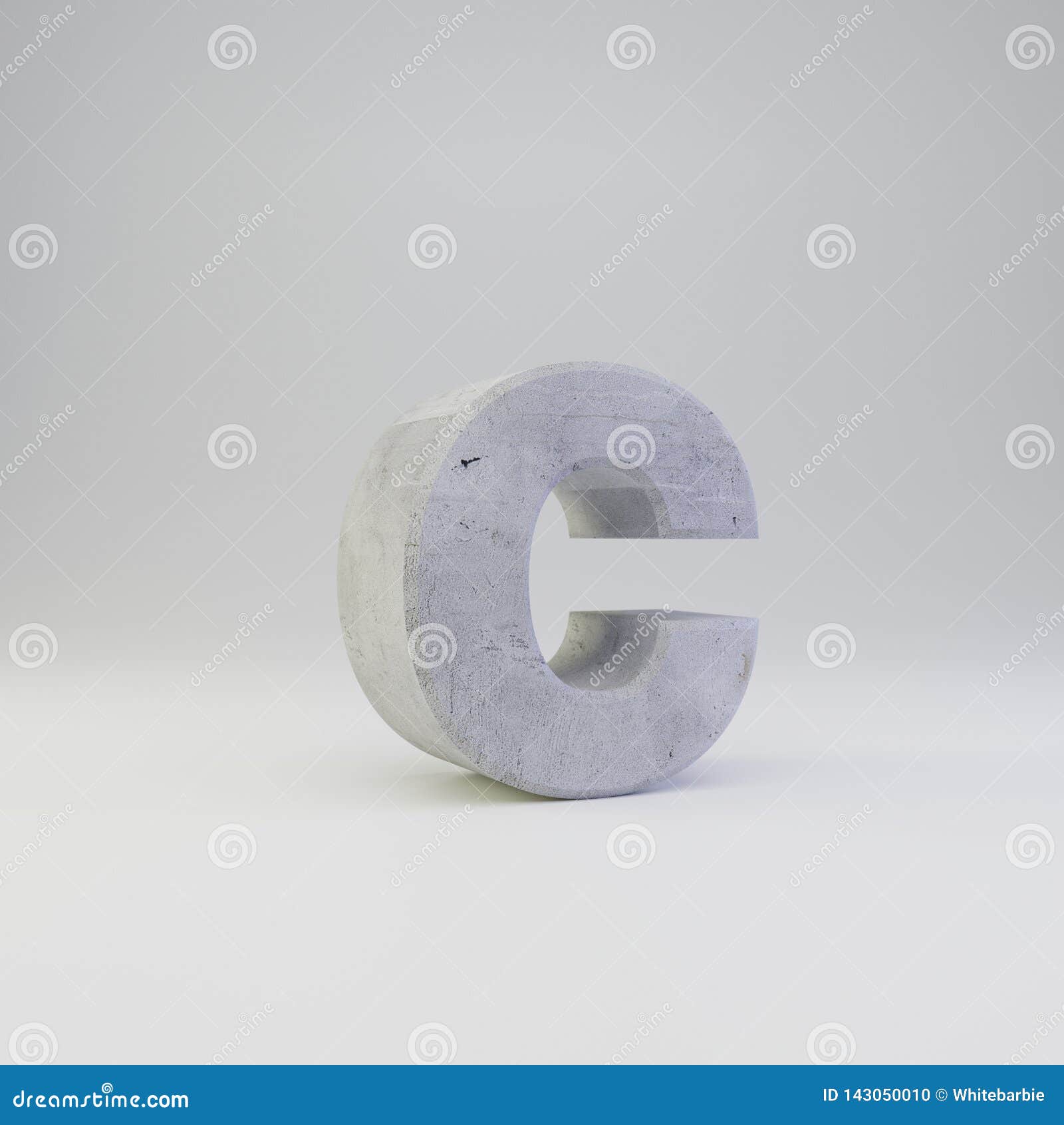 Concrete Letter C Lowercase with Plaster Texture Isolated on White ...