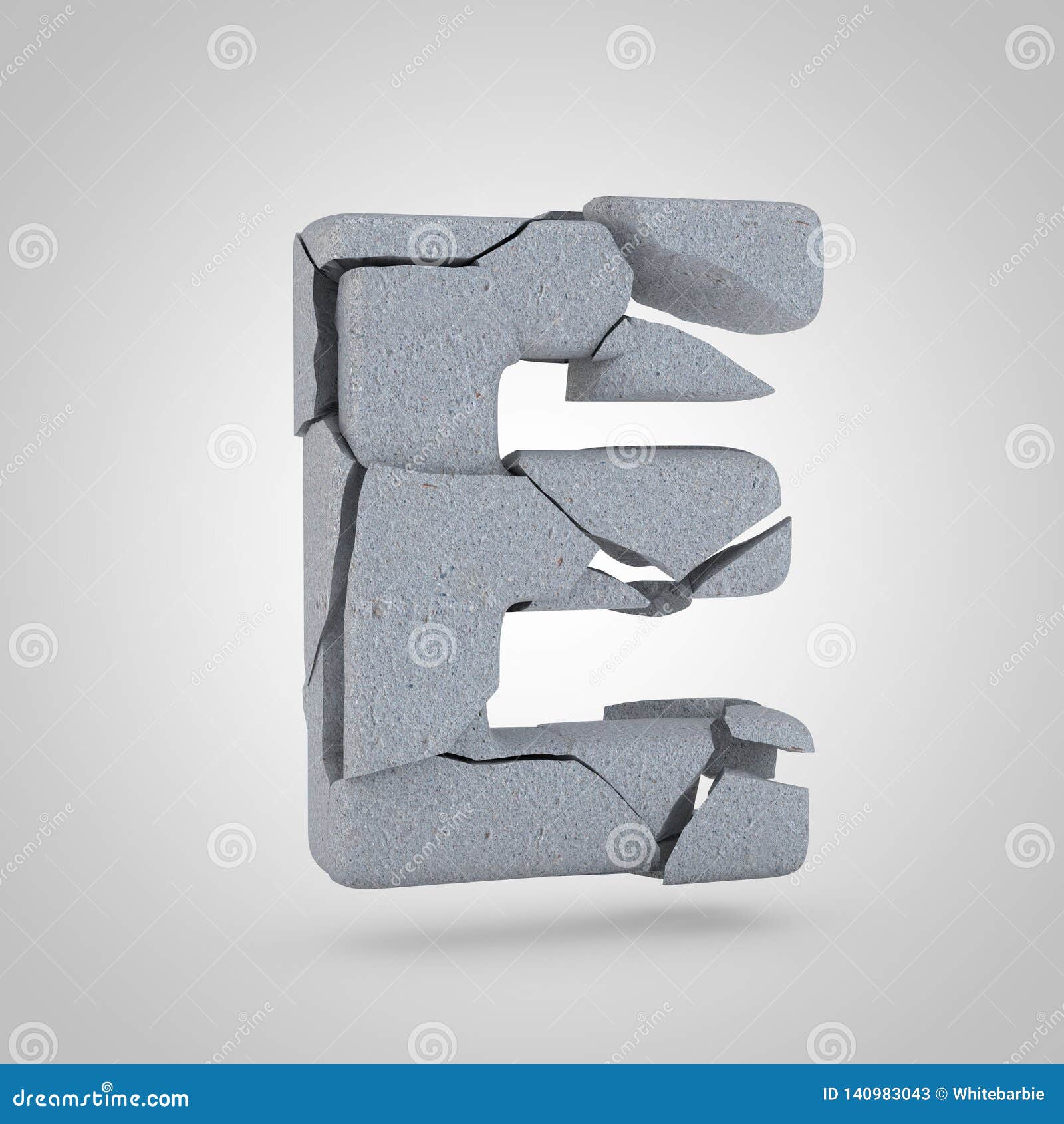 Concrete Letter E Uppercase Stone Font Isolated on White Background ...