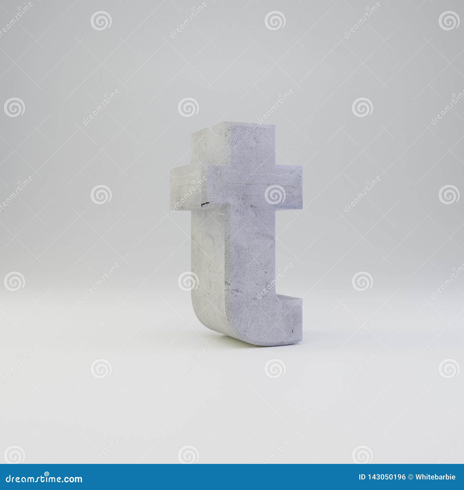 Concrete Letter T Lowercase with Plaster Texture Isolated on White ...