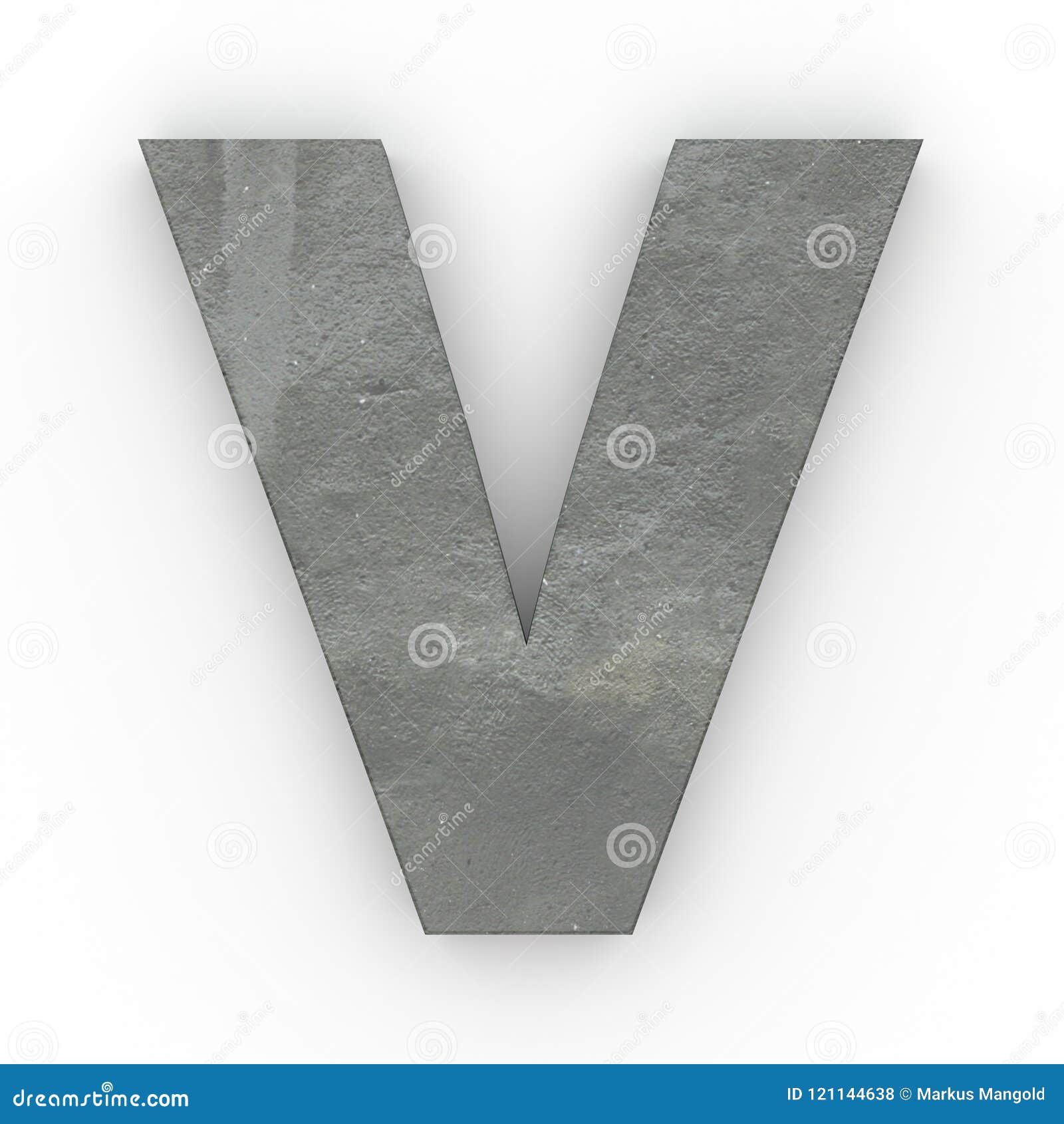 Concrete Letter V Isolated on White Background Stock Illustration ...