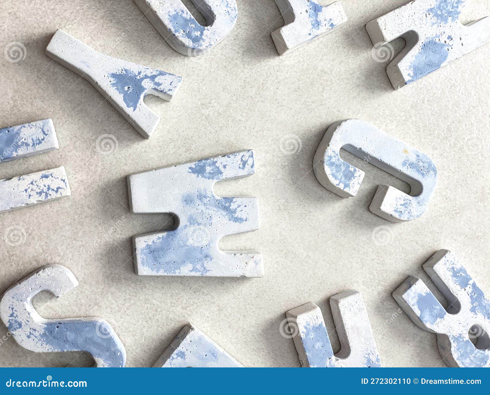 Concrete Letters of Alphabet Stock Photo - Image of writing, blue ...