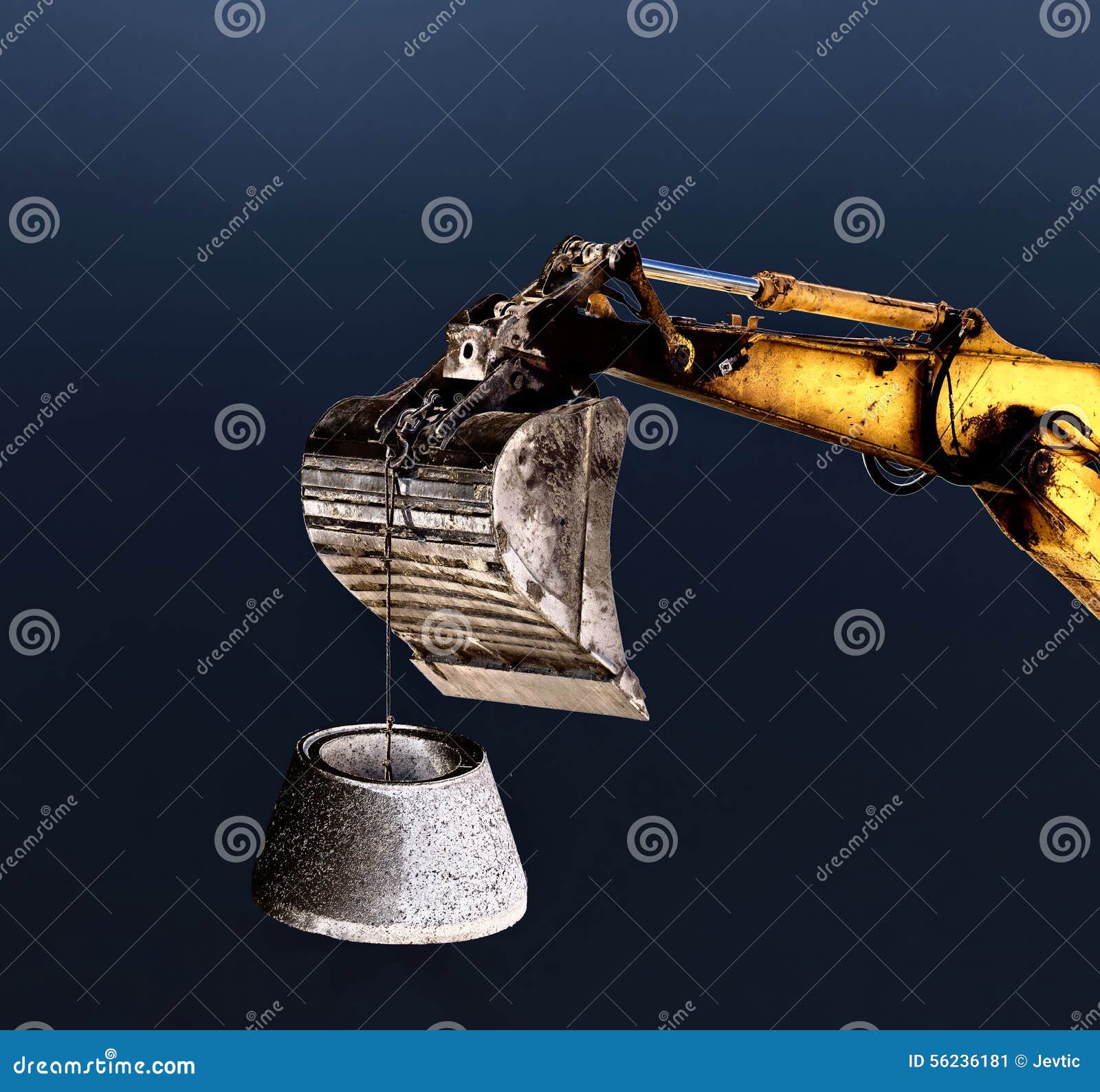 Concrete Manhole Lifted by Excavator Stock Image - Image of outside ...