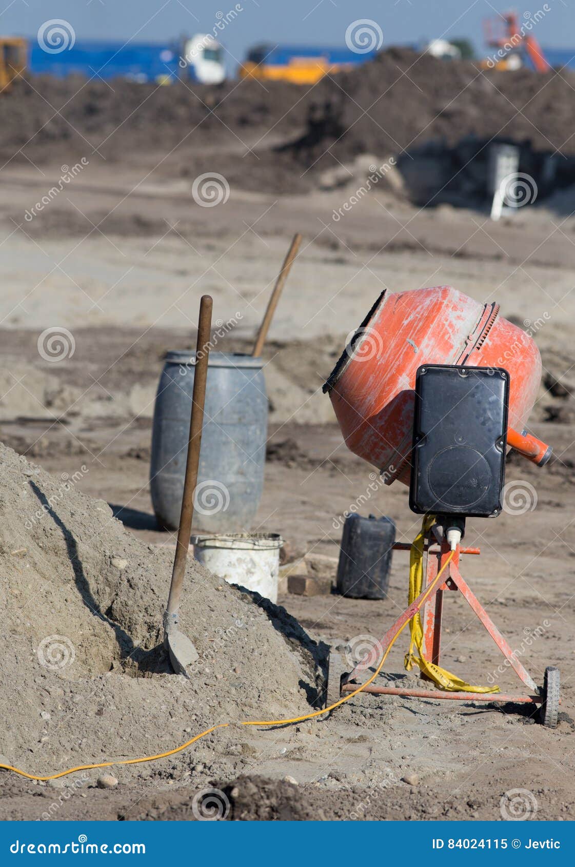 Concrete Mixer at Building Site Stock Image - Image of electric ...