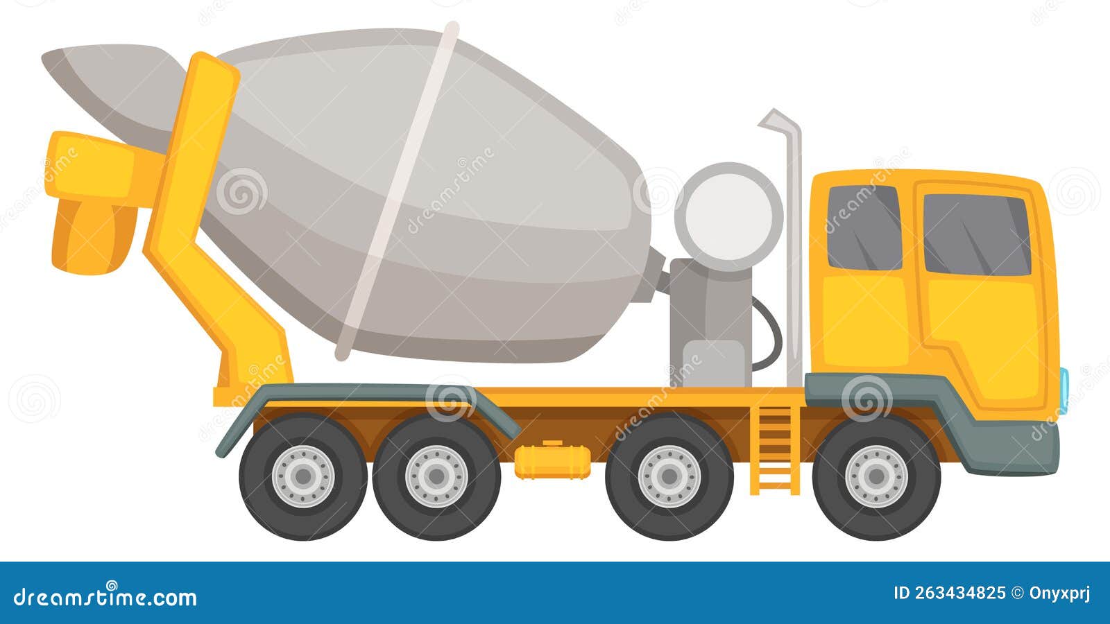 Concrete Mixer Cartoon Icon. Construction Machine Side View Stock ...