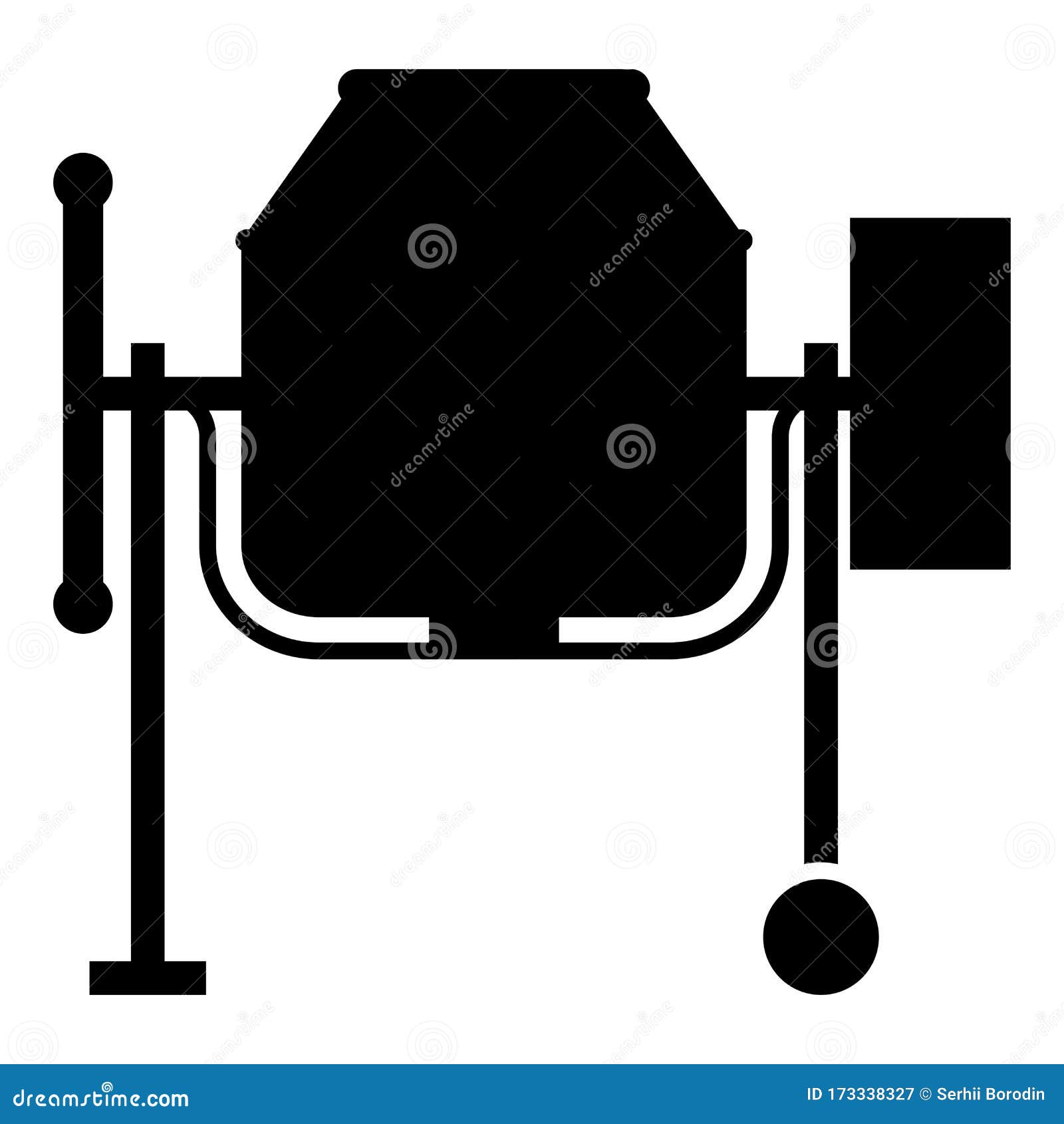 Concrete Mixer Cement Machine Icon Black Color Vector Illustration Flat ...
