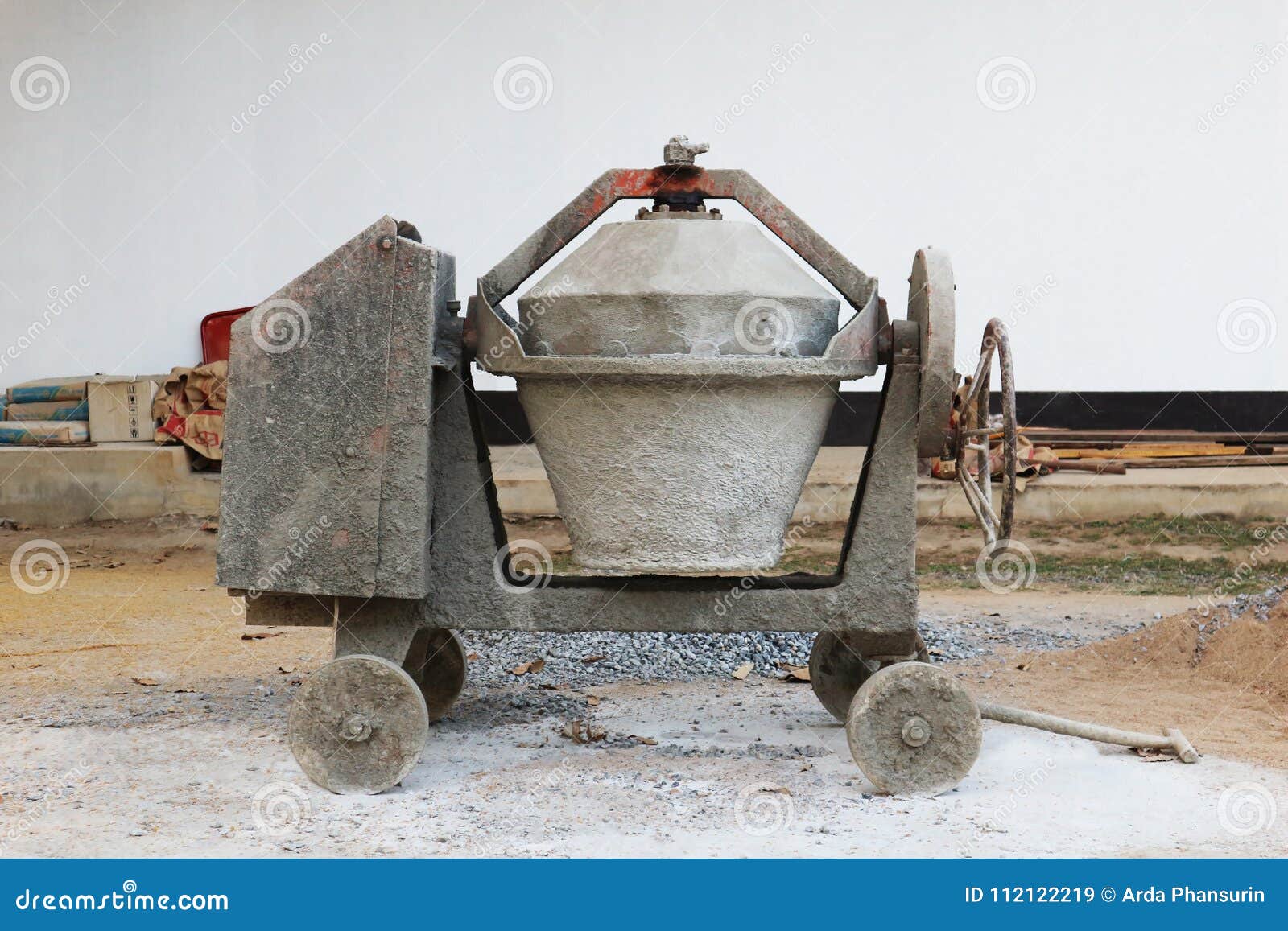 Concrete Mixer at a Construction Site Stock Image - Image of concrete ...
