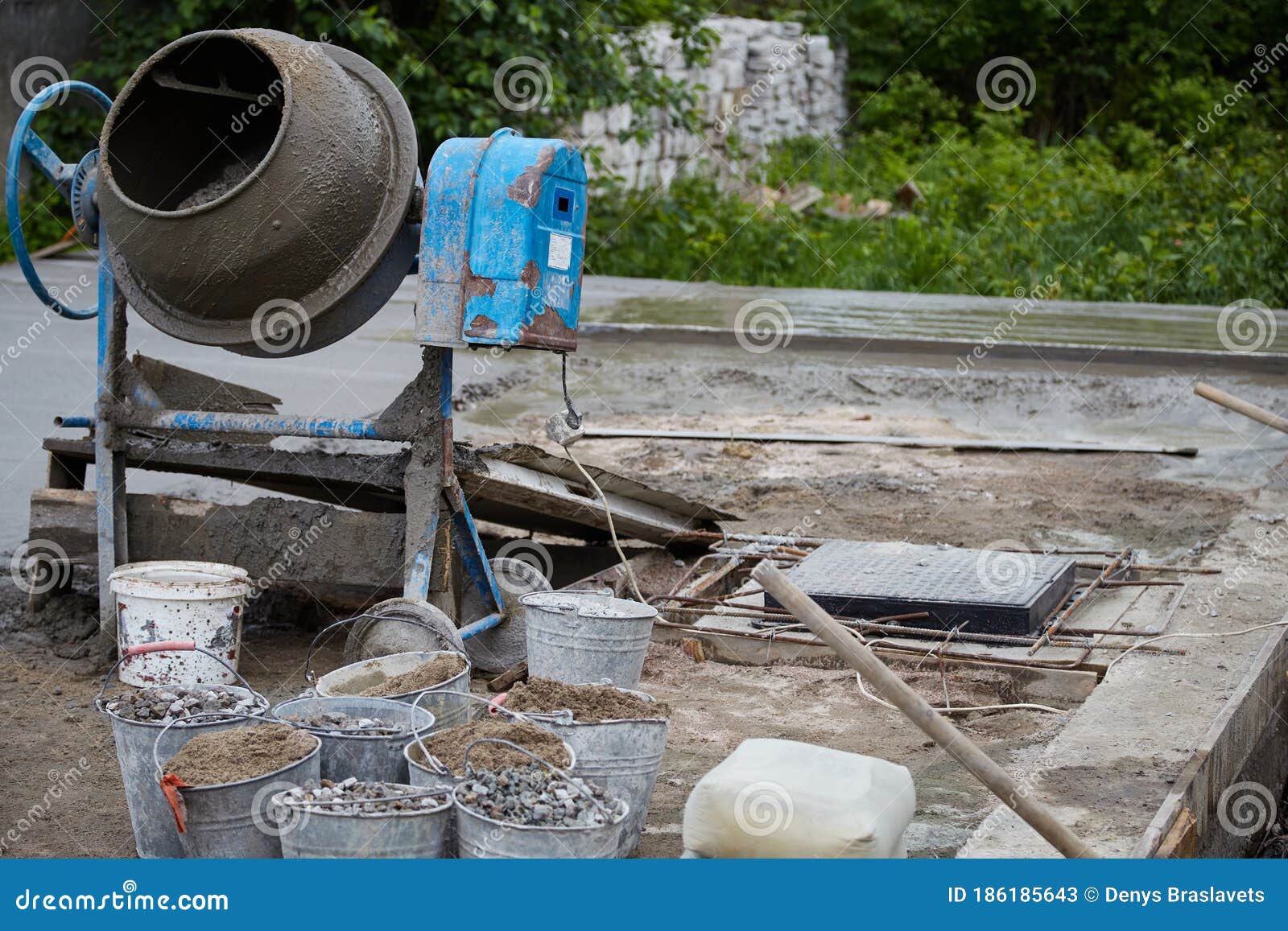 Concrete Mixer at a Construction Site. Concreting of Floors Stock Image ...