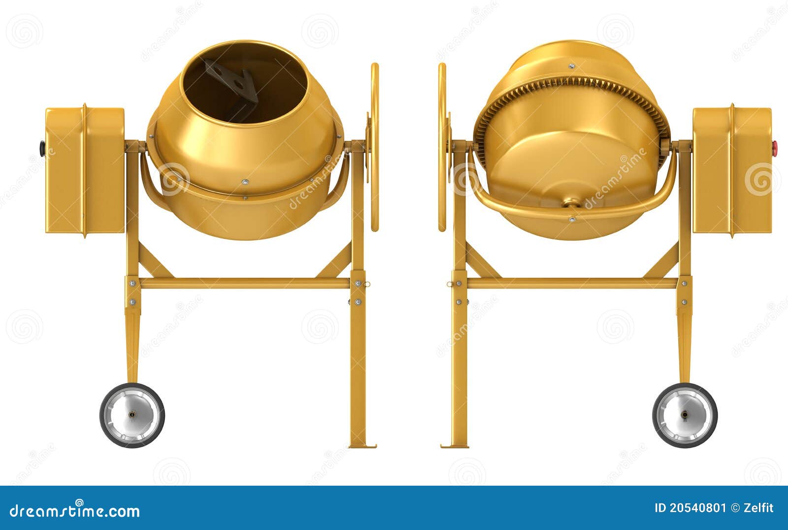 Concrete Mixer, Front and Rear View Stock Illustration - Illustration ...