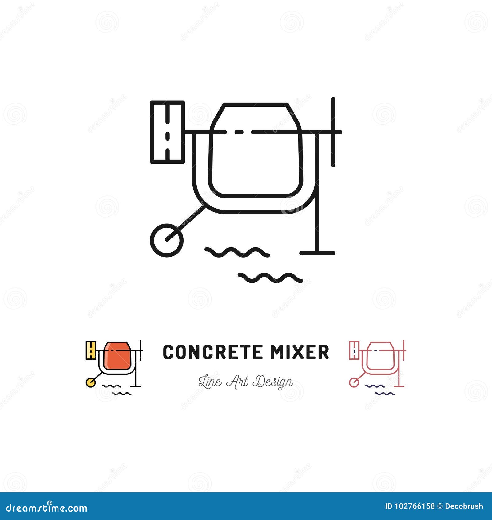 Concrete Mixer Icon, Cement Mixer Sign. Vector Thin Line Art Symbol ...
