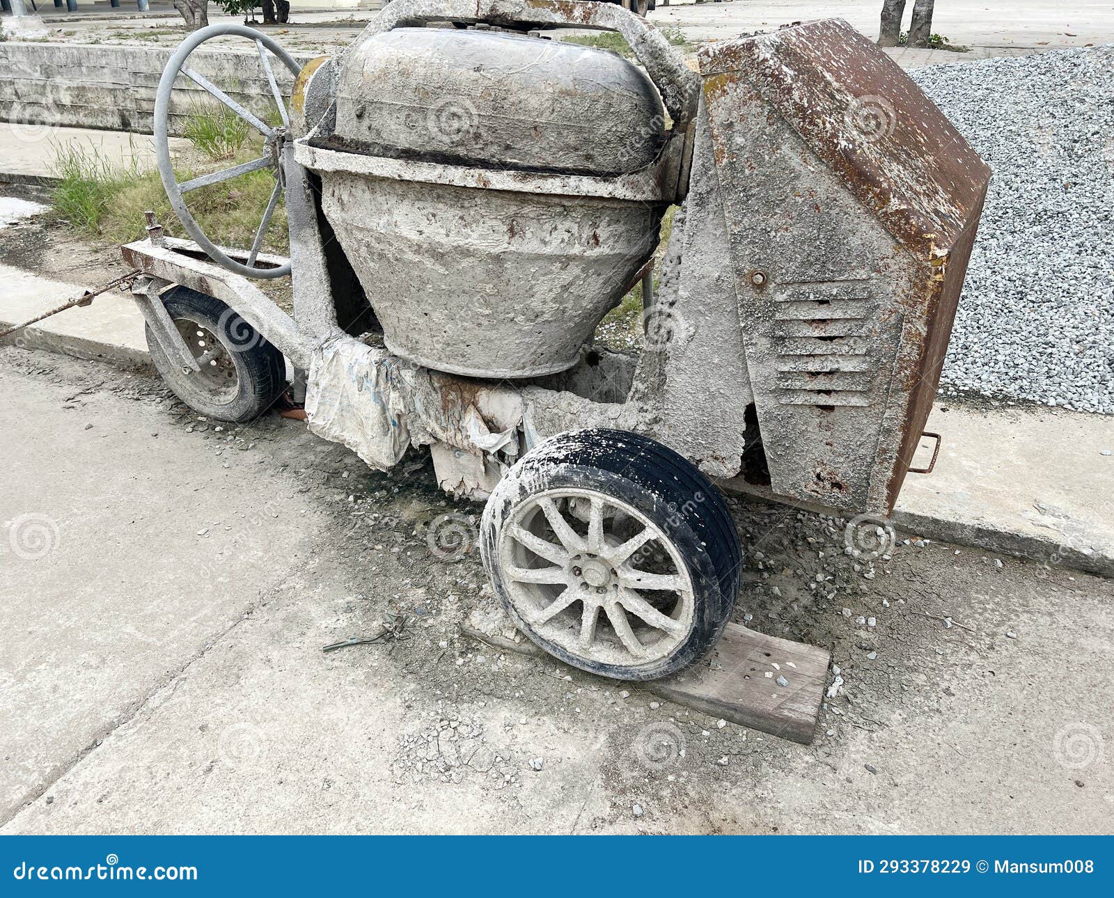Concrete Mixer Prepares Cement Mortar Stock Image - Image of travel ...