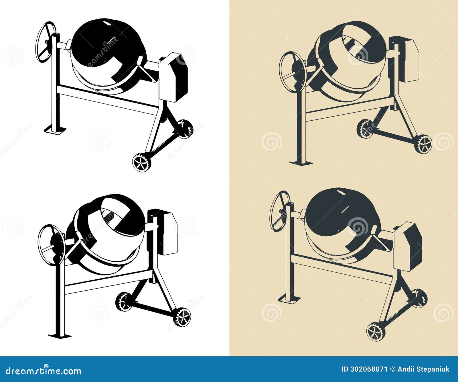 Concrete mixer stock vector. Illustration of electric - 302068071