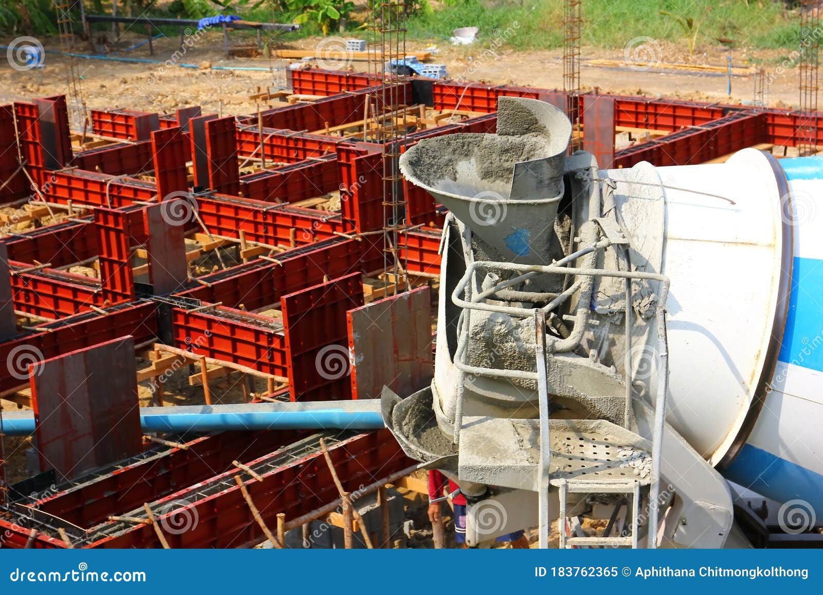 The Ground Structure After Put On Cement In To Formwork Of Building ...