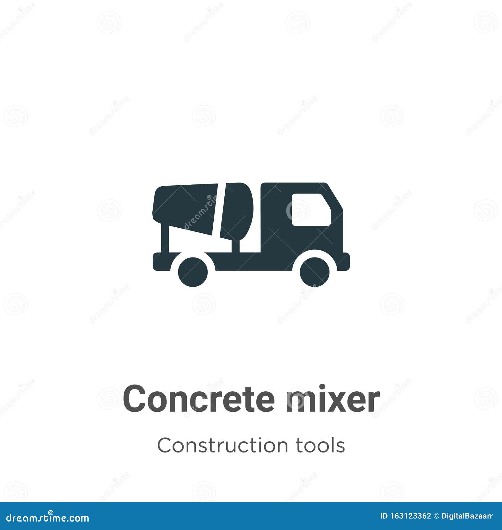 Concrete Mixer Vector Icon on White Background. Flat Vector Concrete ...