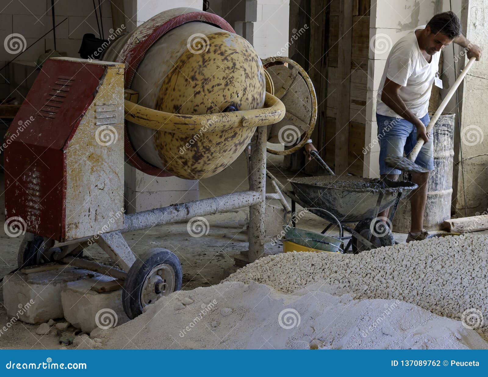 Concrete Mixer Work on Construction Sites Stock Photo - Image of mixer ...