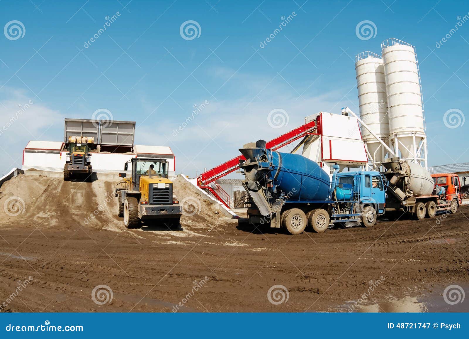 Concrete-mixing plant. stock image. Image of belt, metal - 48721747