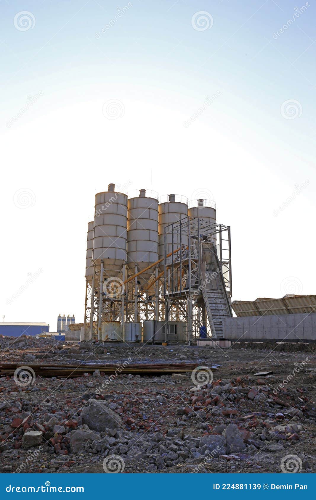 Concrete Mixing Silo, Site Construction Facilities Stock Image - Image ...
