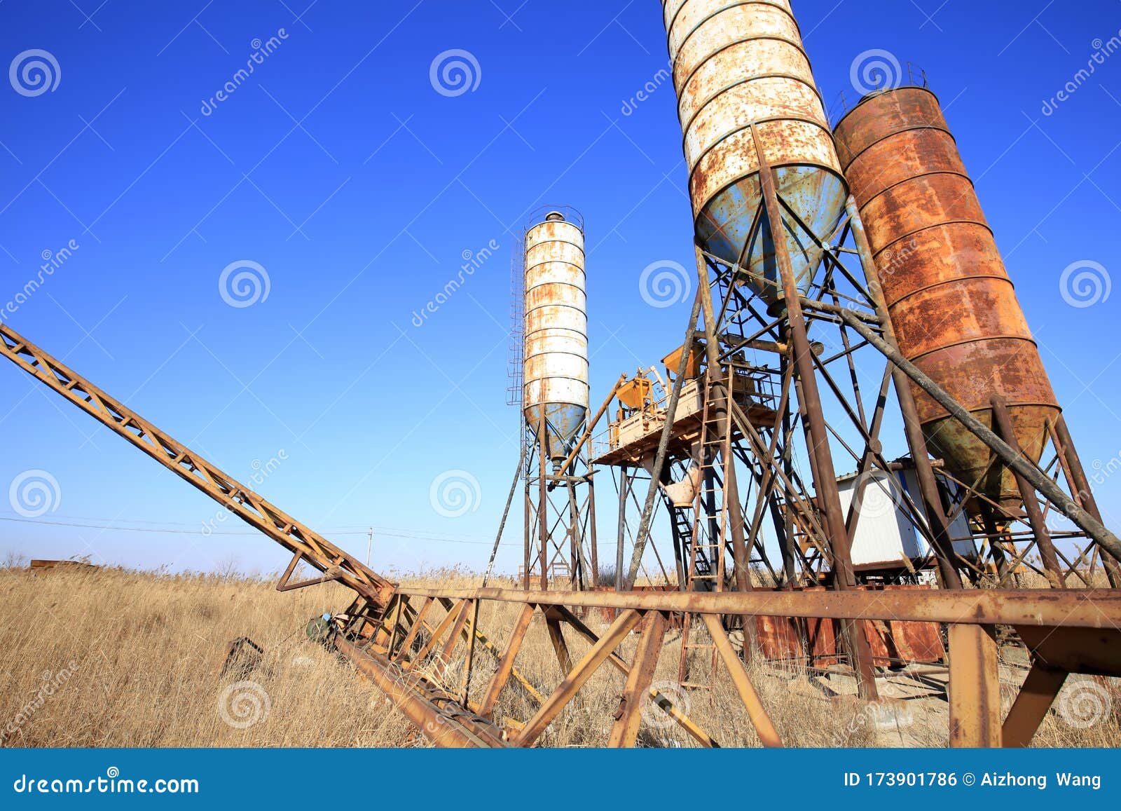 Concrete mixing tower stock photo. Image of building - 173901786