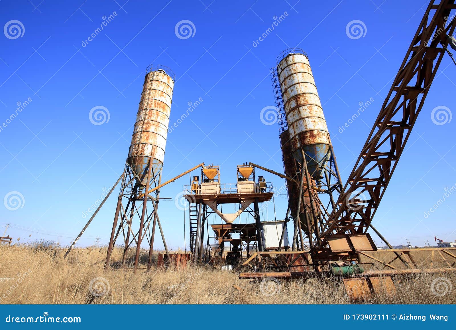 Concrete mixing tower stock image. Image of transportation - 173902111