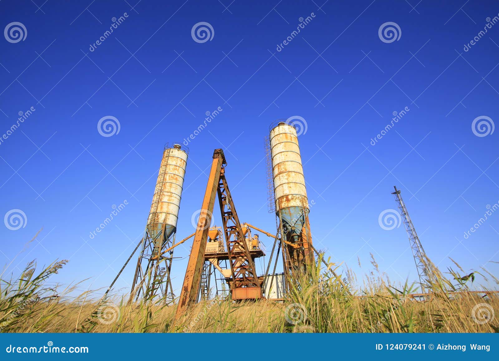 Concrete mixing tower. stock image. Image of development - 124079241
