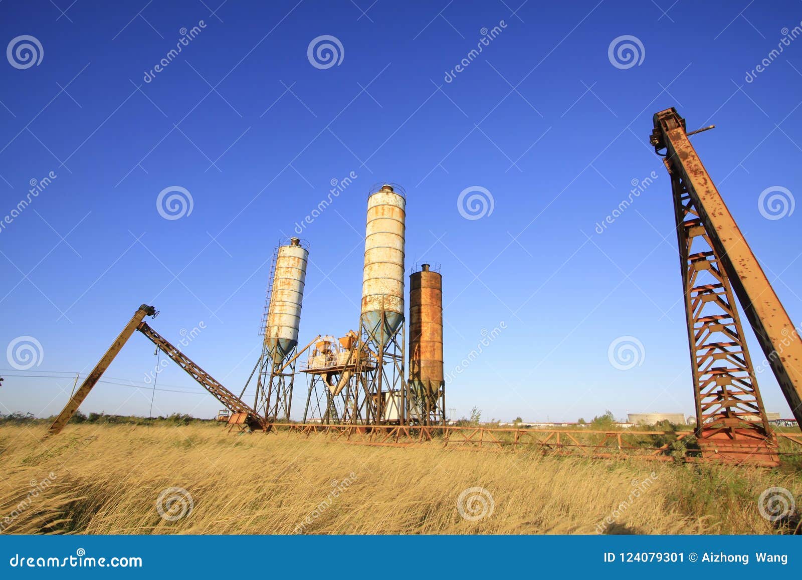 Concrete mixing tower. stock image. Image of materials - 124079301