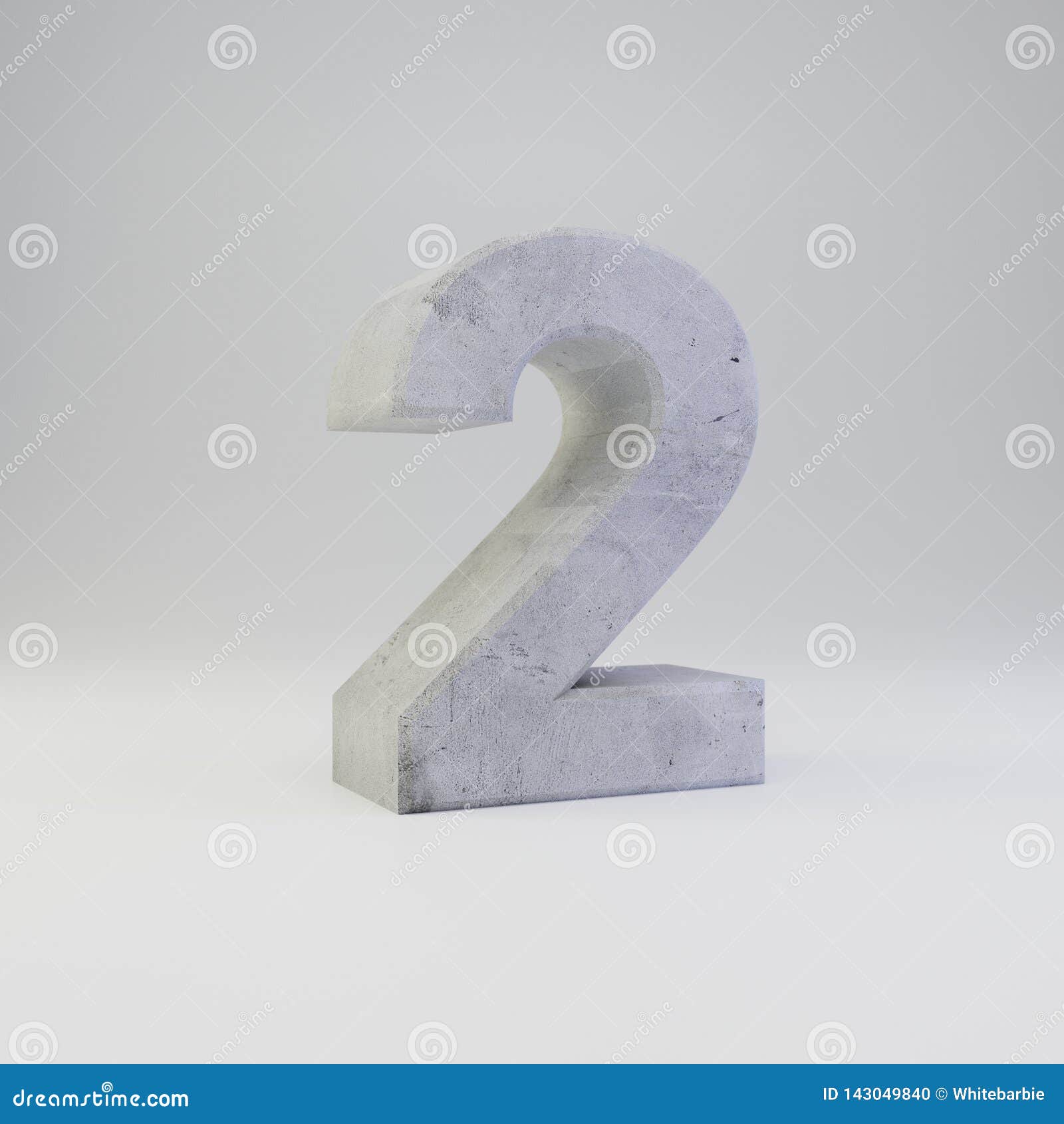 Concrete Number 2 with Plaster Texture Isolated on White Background ...
