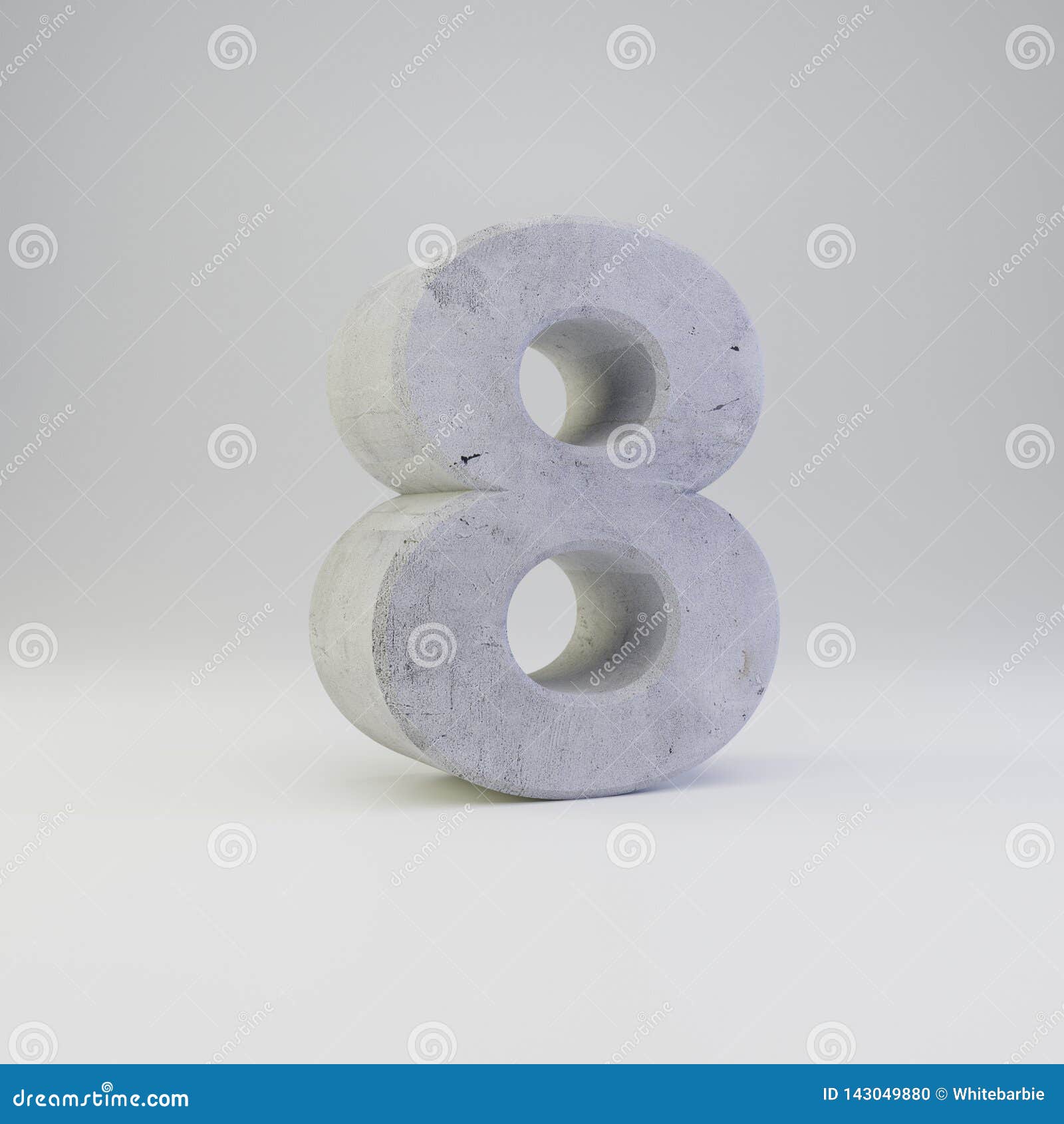 Concrete Number 8 with Plaster Texture Isolated on White Background ...