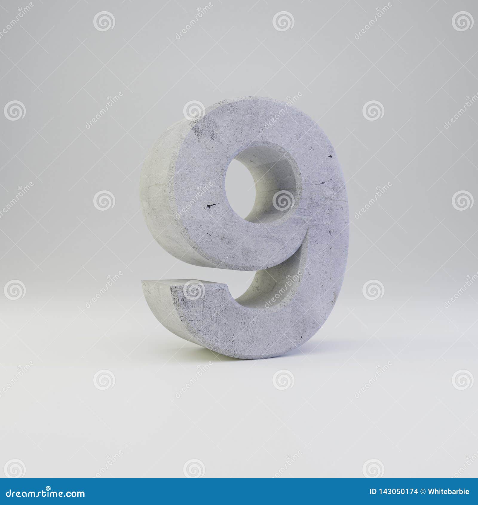 Concrete Number 9 with Plaster Texture Isolated on White Background ...