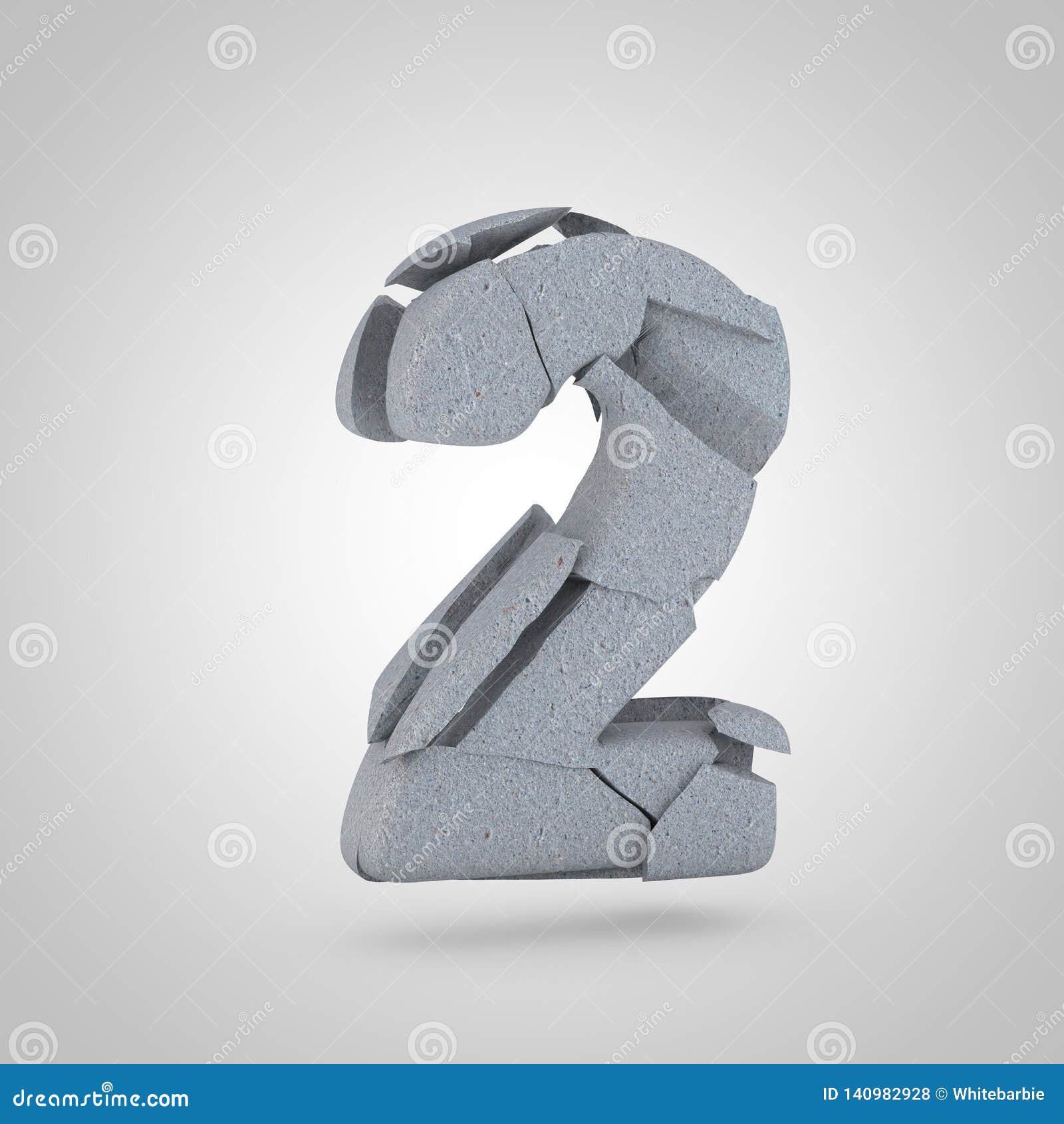 Concrete Number 2 Stone Font Isolated on White Background Stock ...