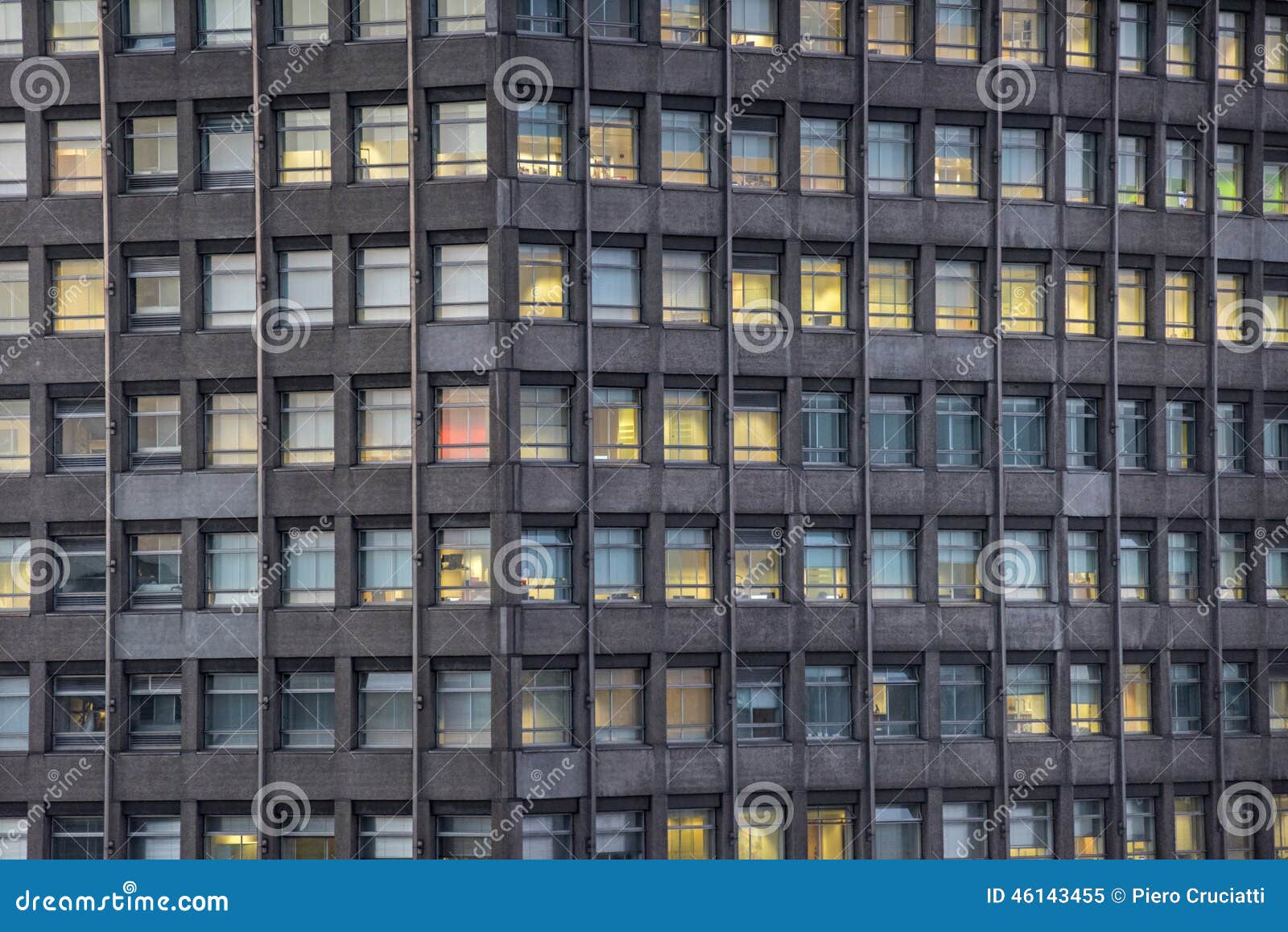 Illuminated Windows Of Night Multistory Apartment Building. Lighted ...