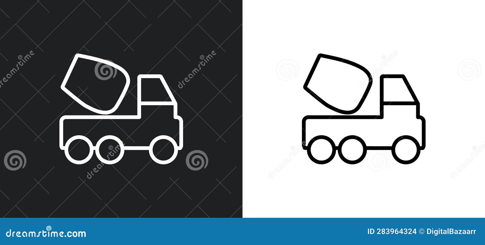 Concrete Outline Icon in White and Black Colors. Concrete Flat Vector ...