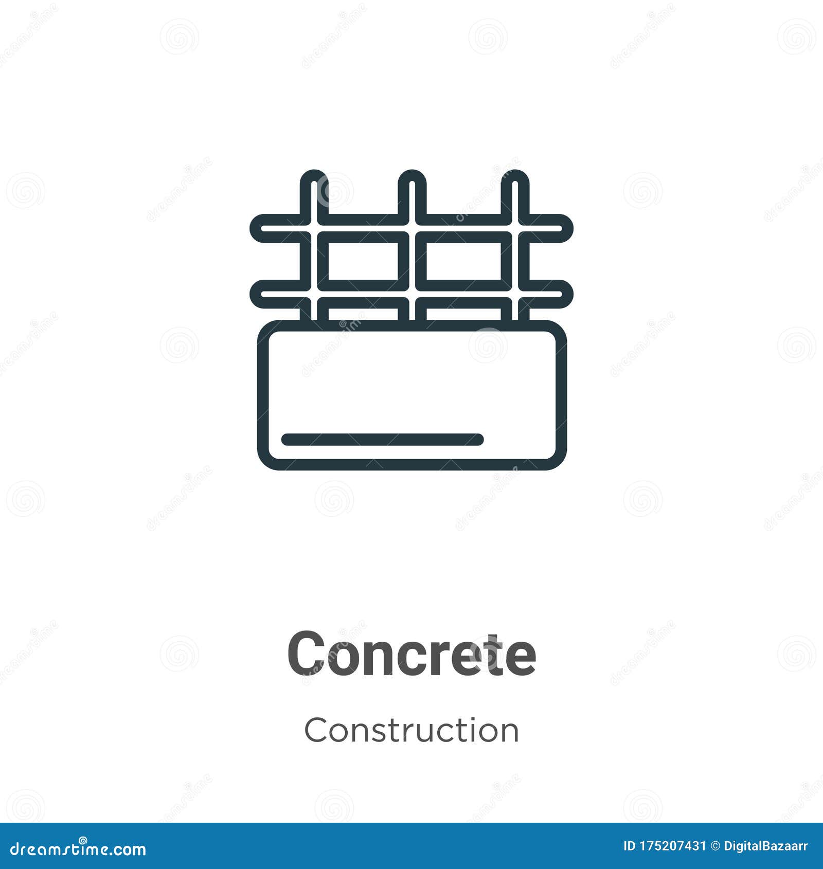 Concrete Outline Vector Icon. Thin Line Black Concrete Icon, Flat ...