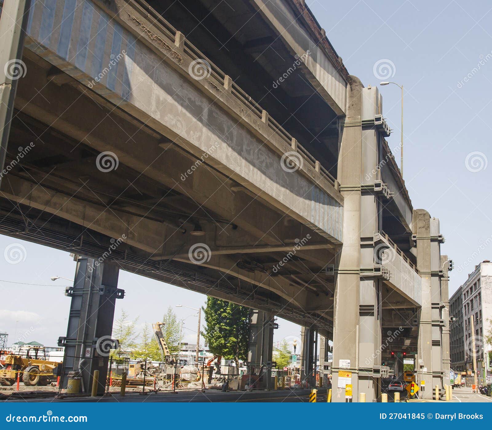 Concrete Overpass in Seattle Stock Image - Image of transportation ...